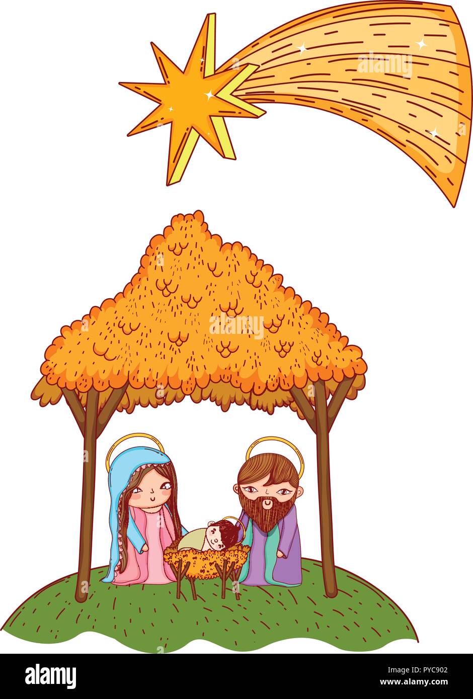 Christmas nativity scene cartoon Stock Vector Image & Art - Alamy