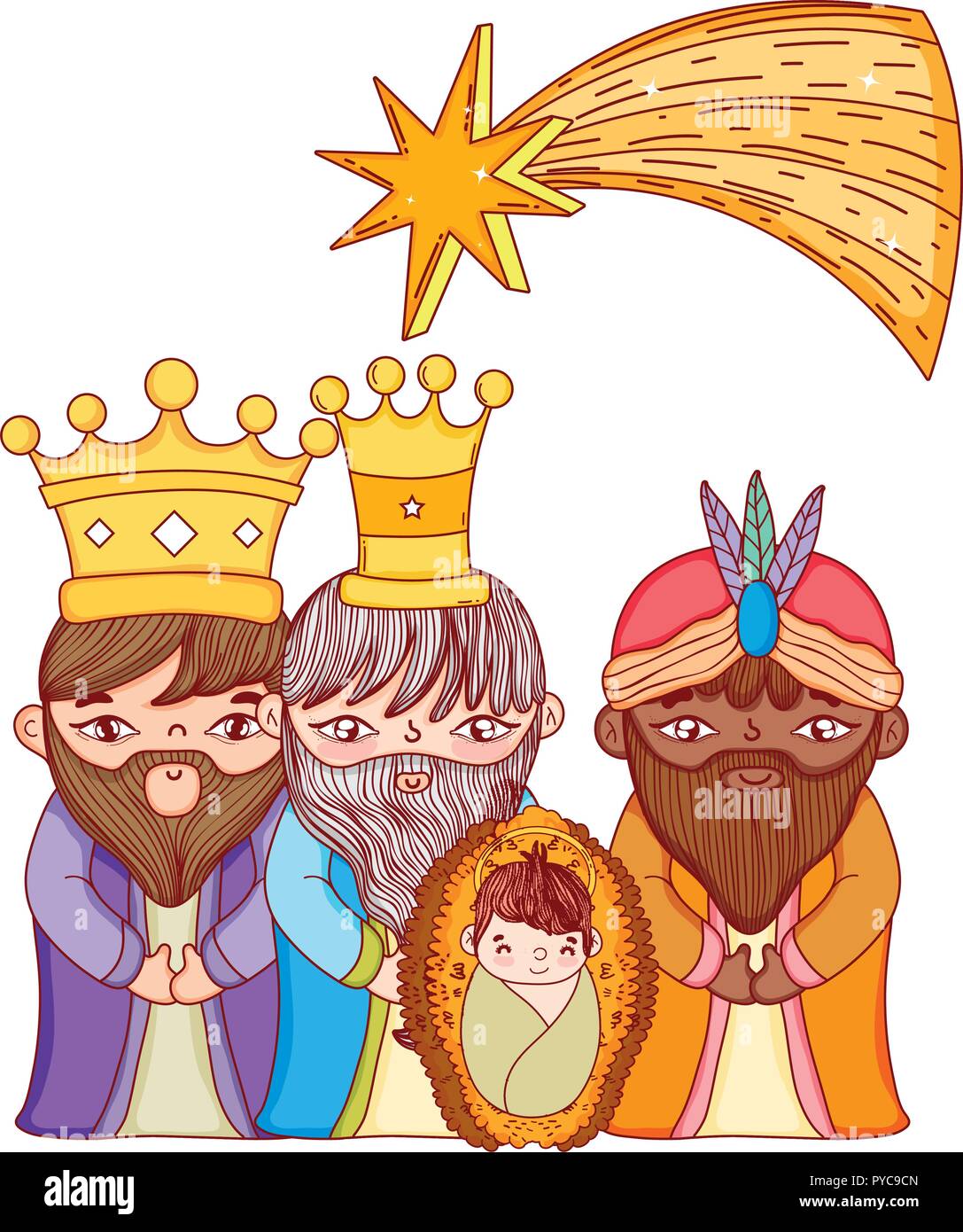 Christmas nativity scene cartoon Stock Vector Image & Art - Alamy