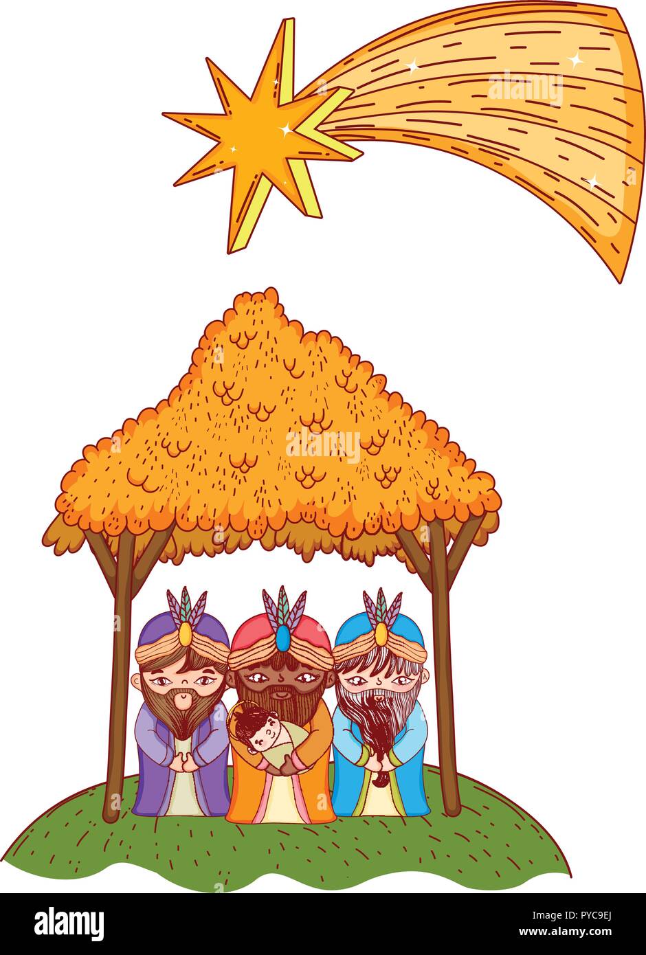 Christmas nativity scene cartoon Stock Vector Image & Art - Alamy