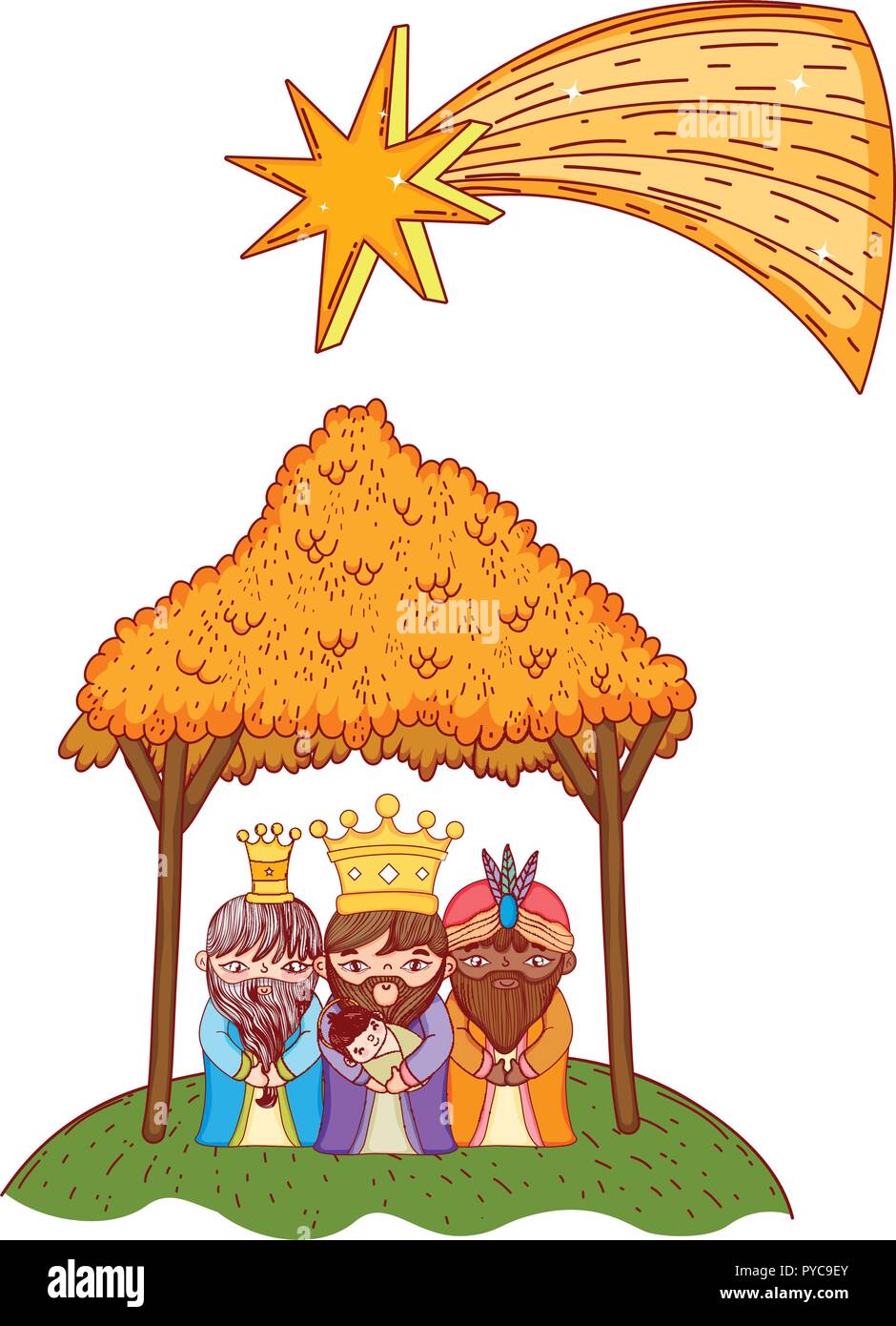 Christmas nativity scene cartoon Stock Vector Image & Art - Alamy