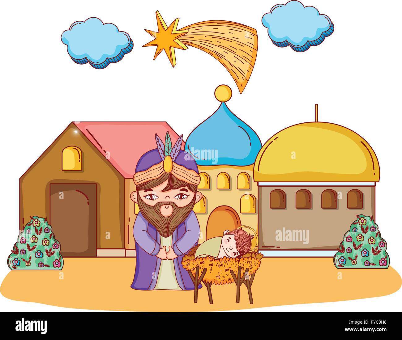 Christmas nativity scene cartoon Stock Vector Image & Art - Alamy