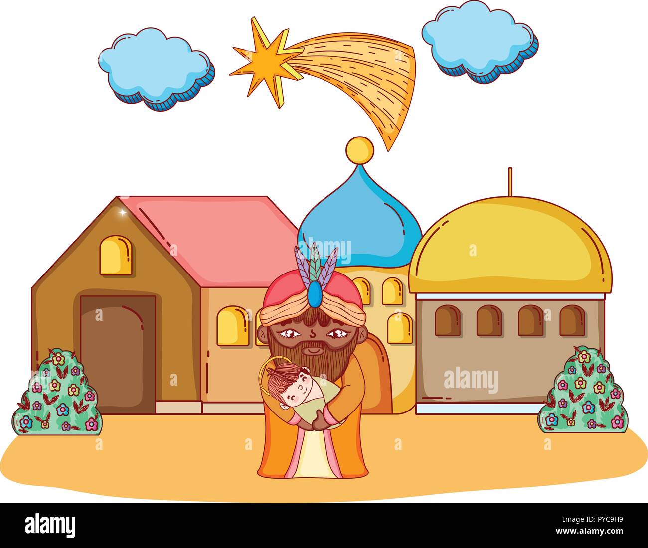 Christmas nativity scene cartoon Stock Vector Image & Art - Alamy