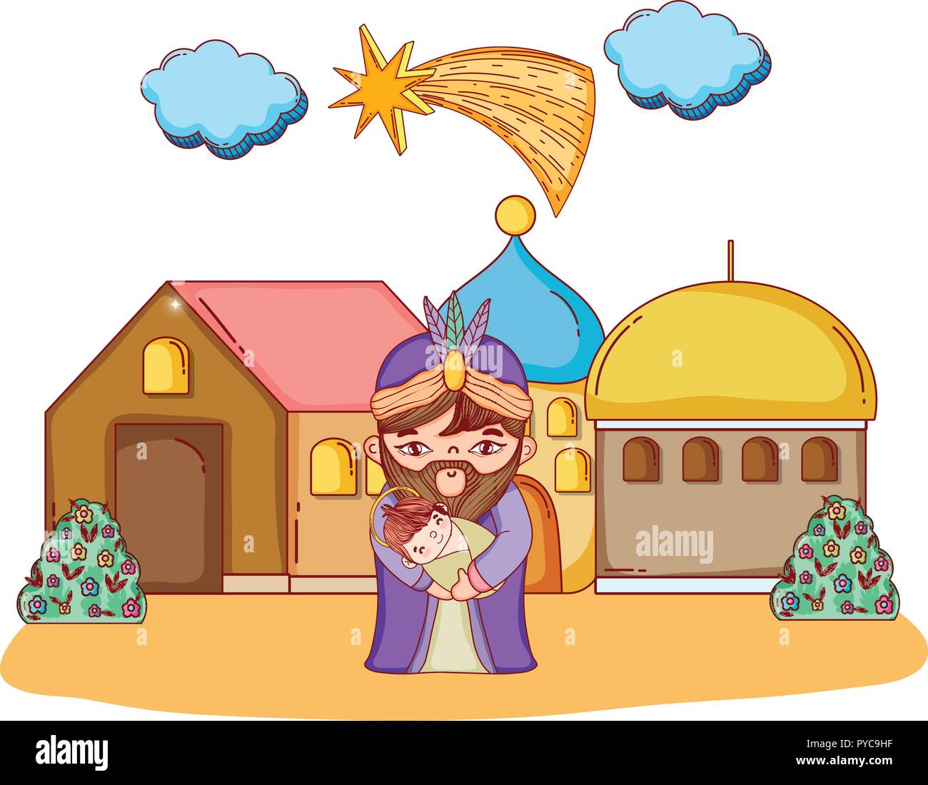 Christmas nativity scene cartoon Stock Vector Image & Art - Alamy