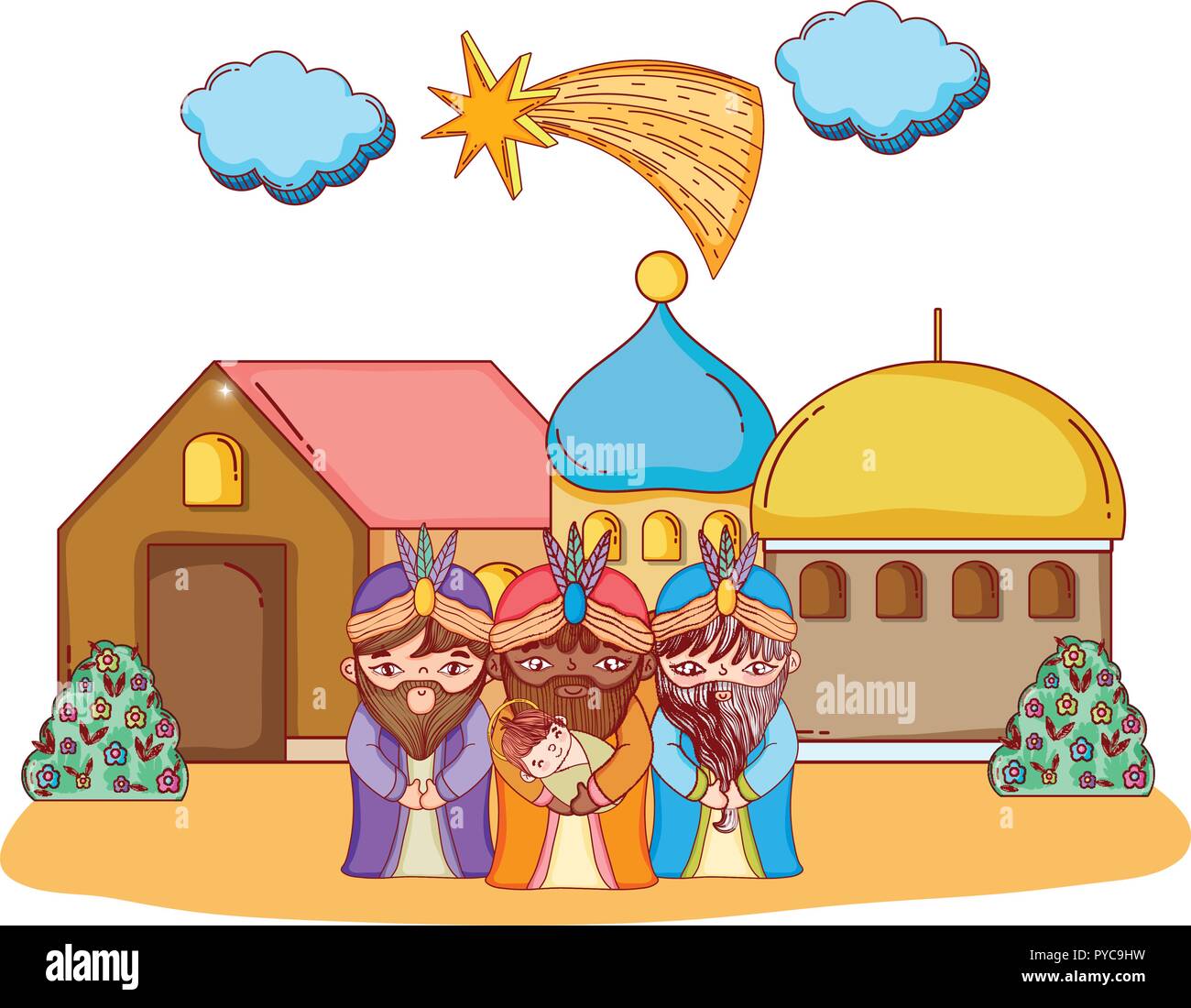 Christmas nativity scene cartoon Stock Vector Image & Art - Alamy