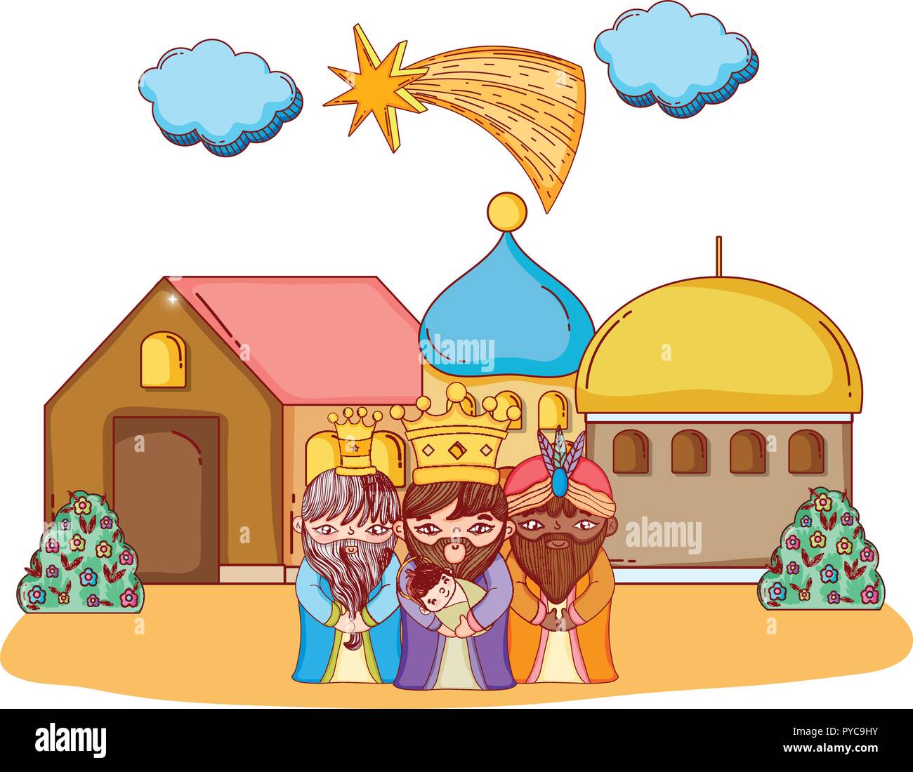 Christmas nativity scene cartoon Stock Vector Image & Art - Alamy