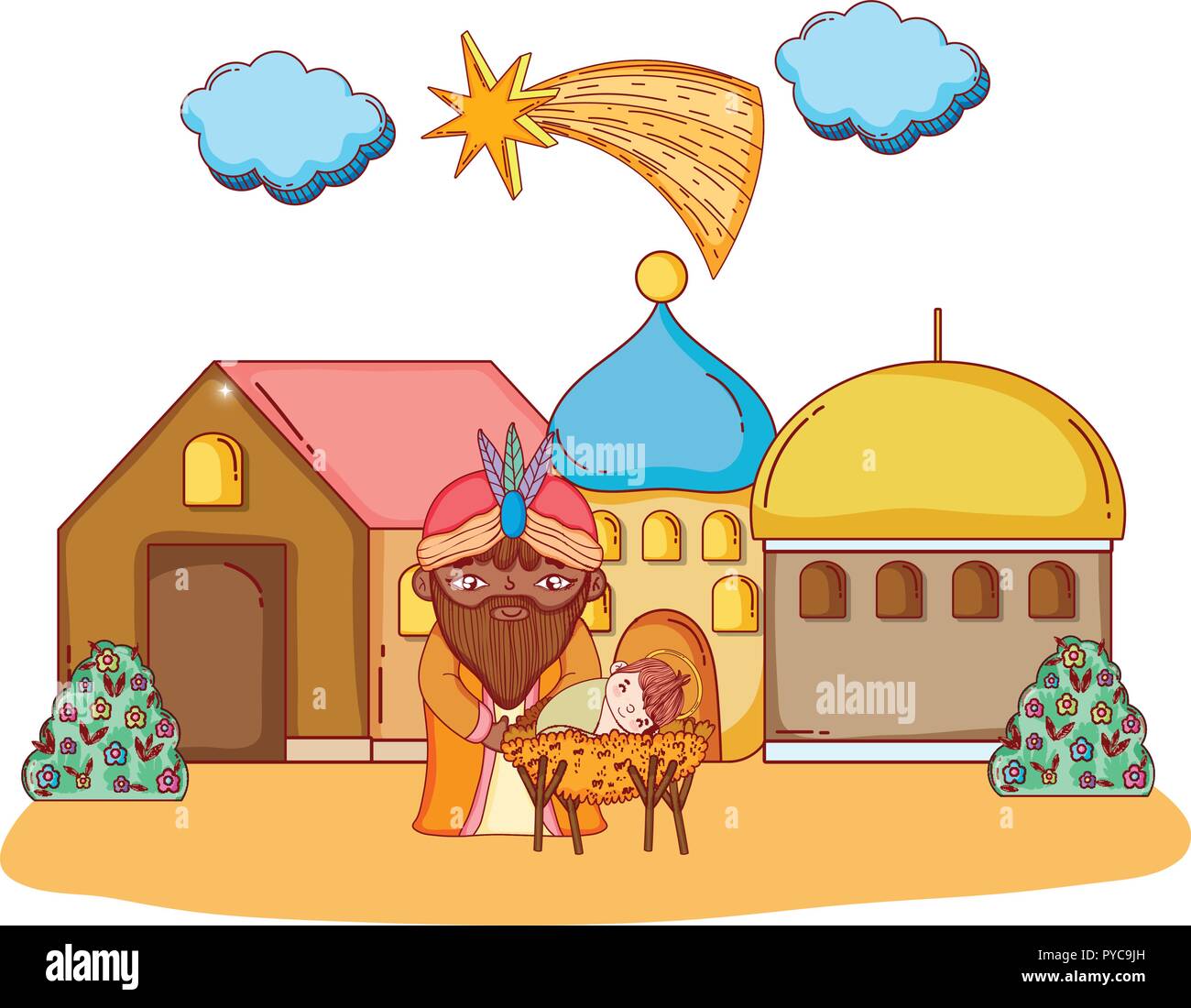 Christmas nativity scene cartoon Stock Vector Image & Art - Alamy