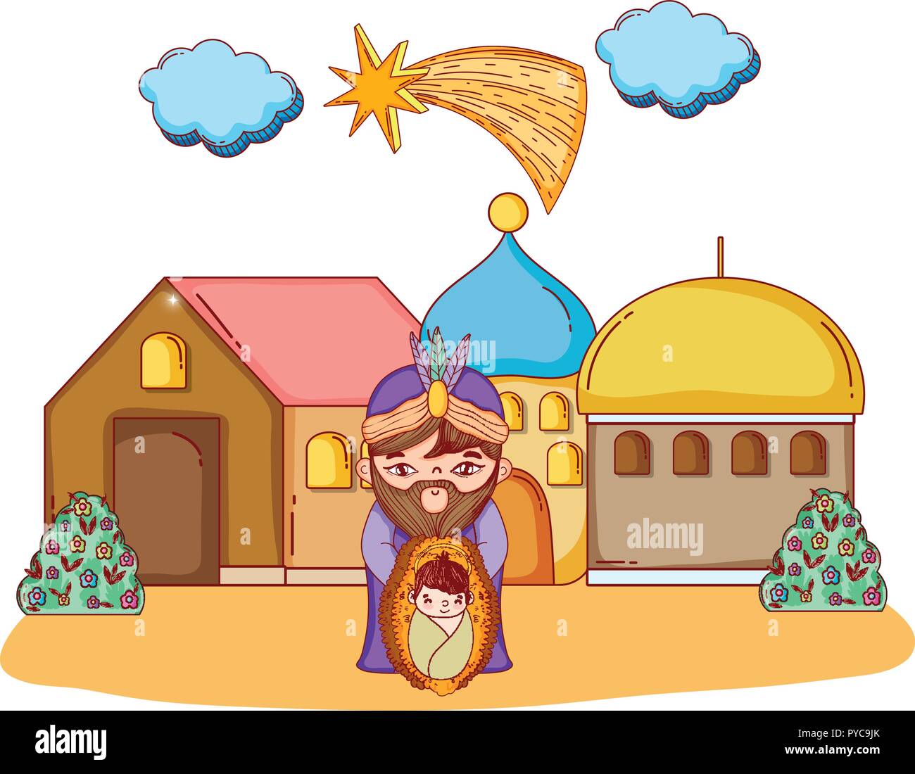 Christmas nativity scene cartoon Stock Vector Image & Art - Alamy