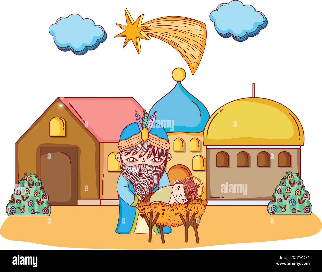 Christmas nativity scene cartoon Stock Vector Image & Art - Alamy