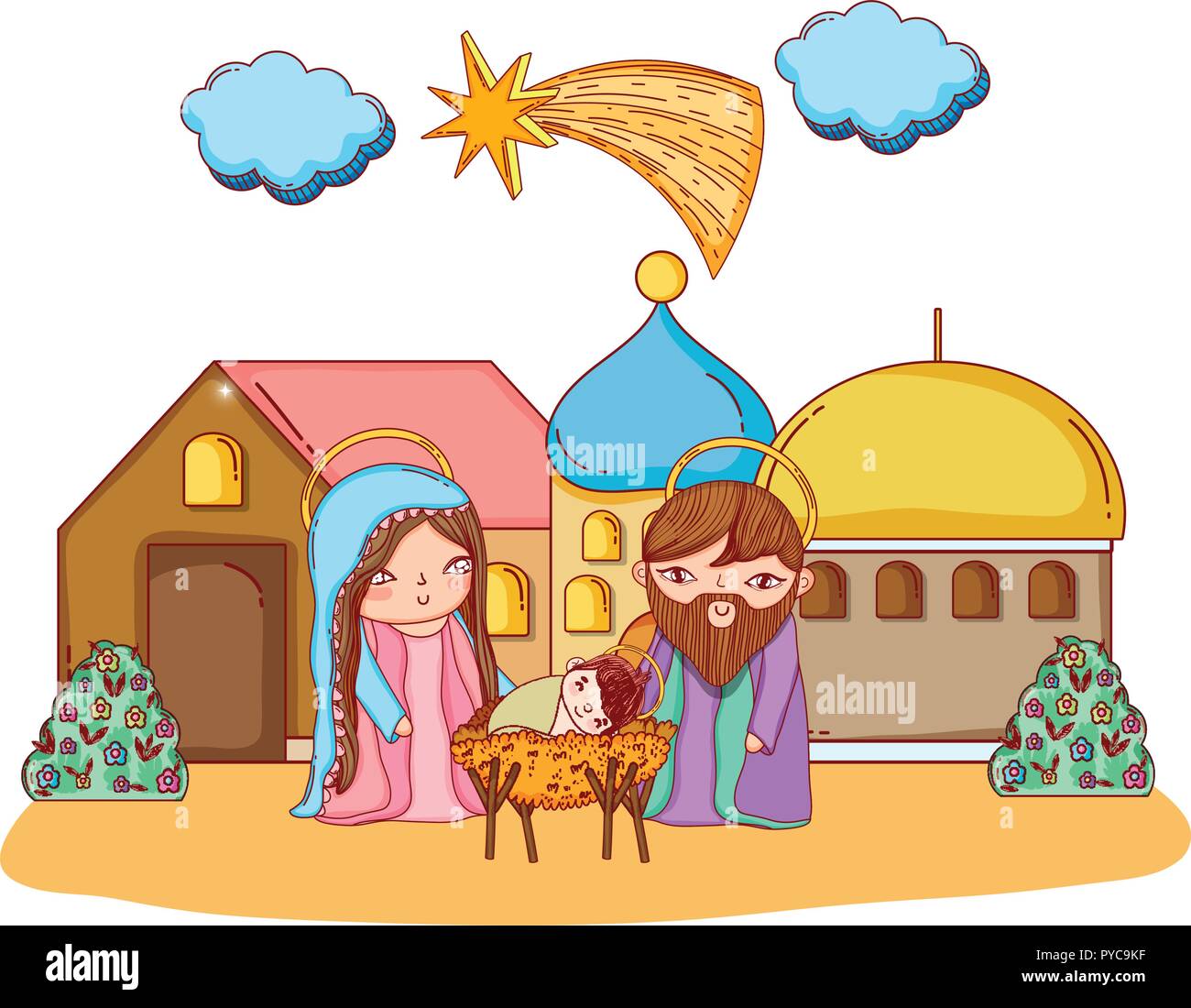 Christmas nativity scene cartoon Stock Vector Image & Art - Alamy