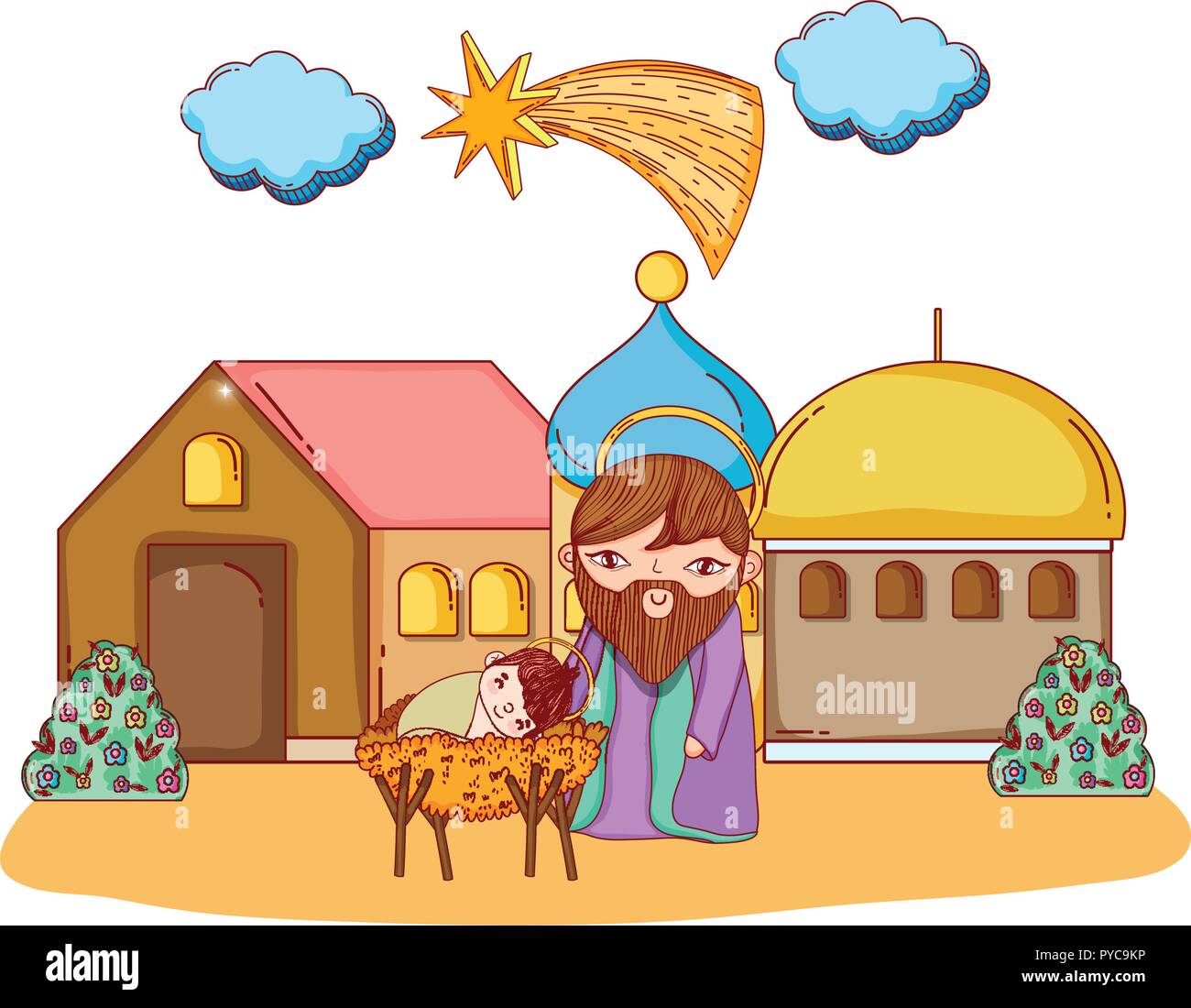 Christmas nativity scene cartoon Stock Vector Image & Art - Alamy