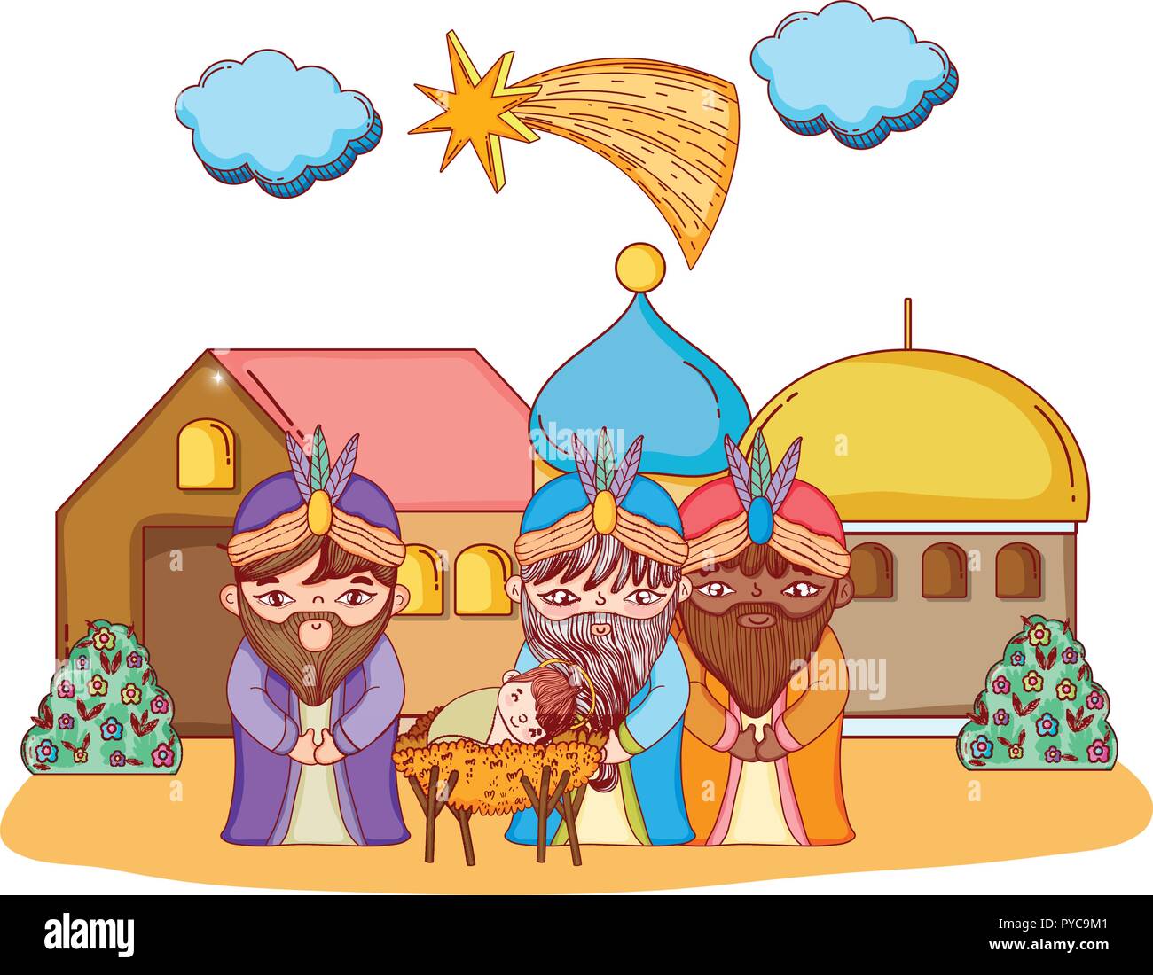 Christmas nativity scene cartoon Stock Vector Image & Art - Alamy