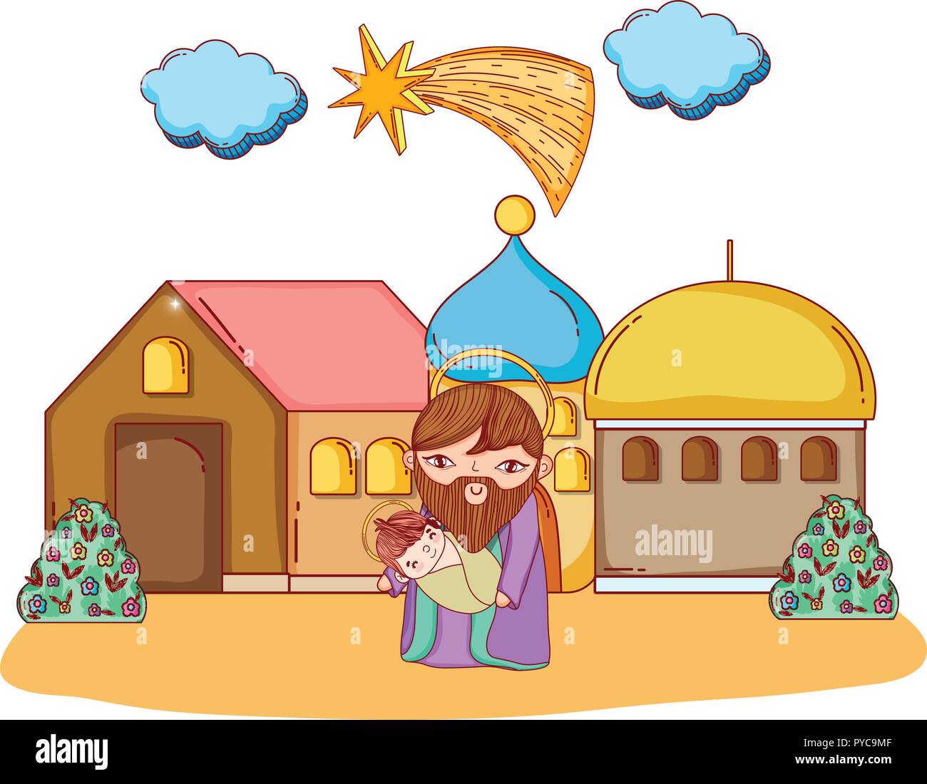 Christmas nativity scene cartoon Stock Vector Image & Art - Alamy