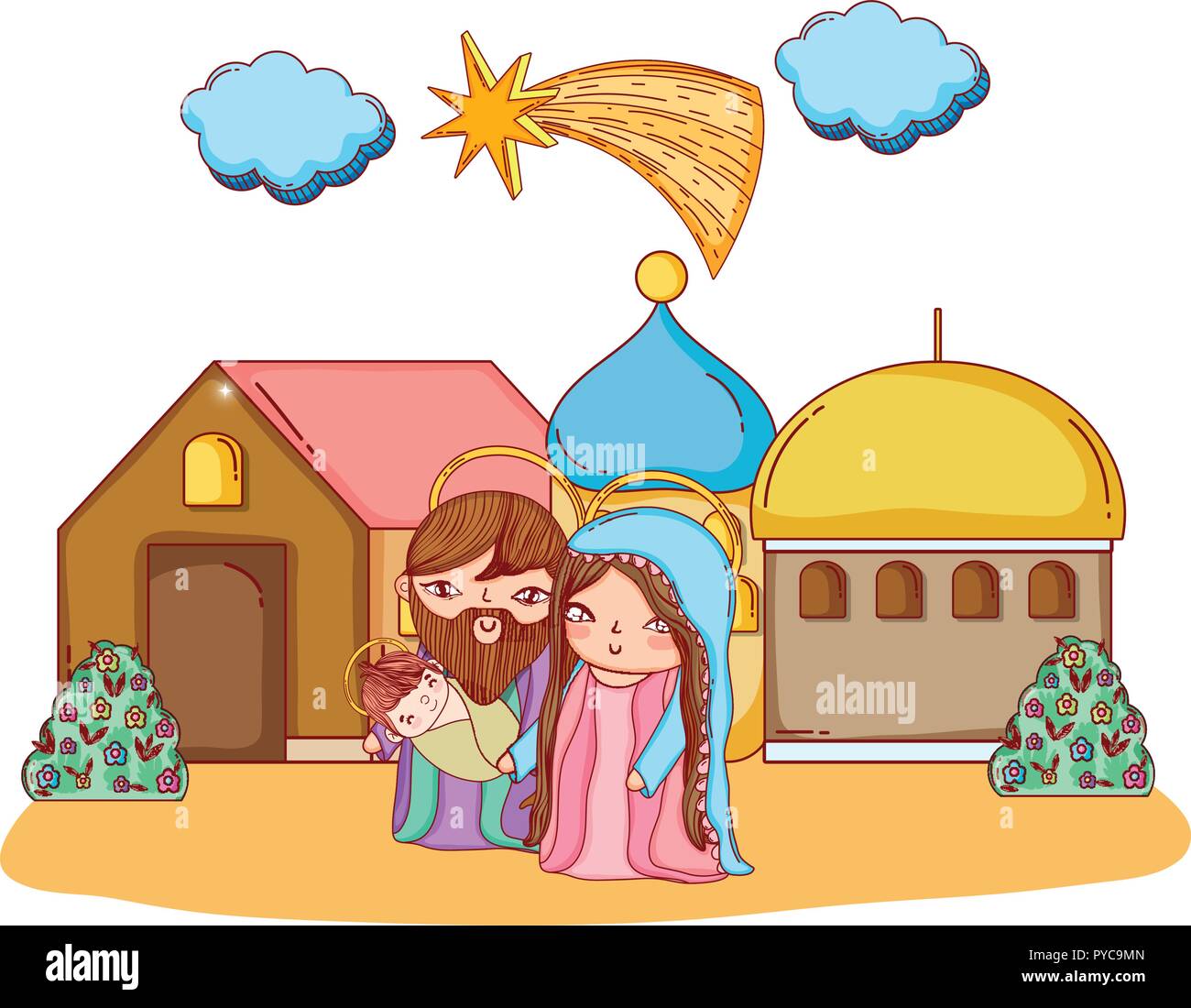 Christmas nativity scene cartoon Stock Vector Image & Art - Alamy