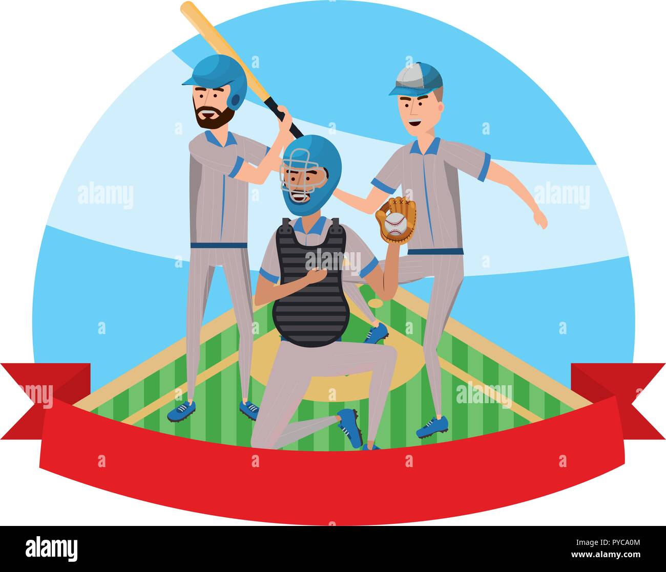 baseball players cartoon Stock Vector Image & Art - Alamy