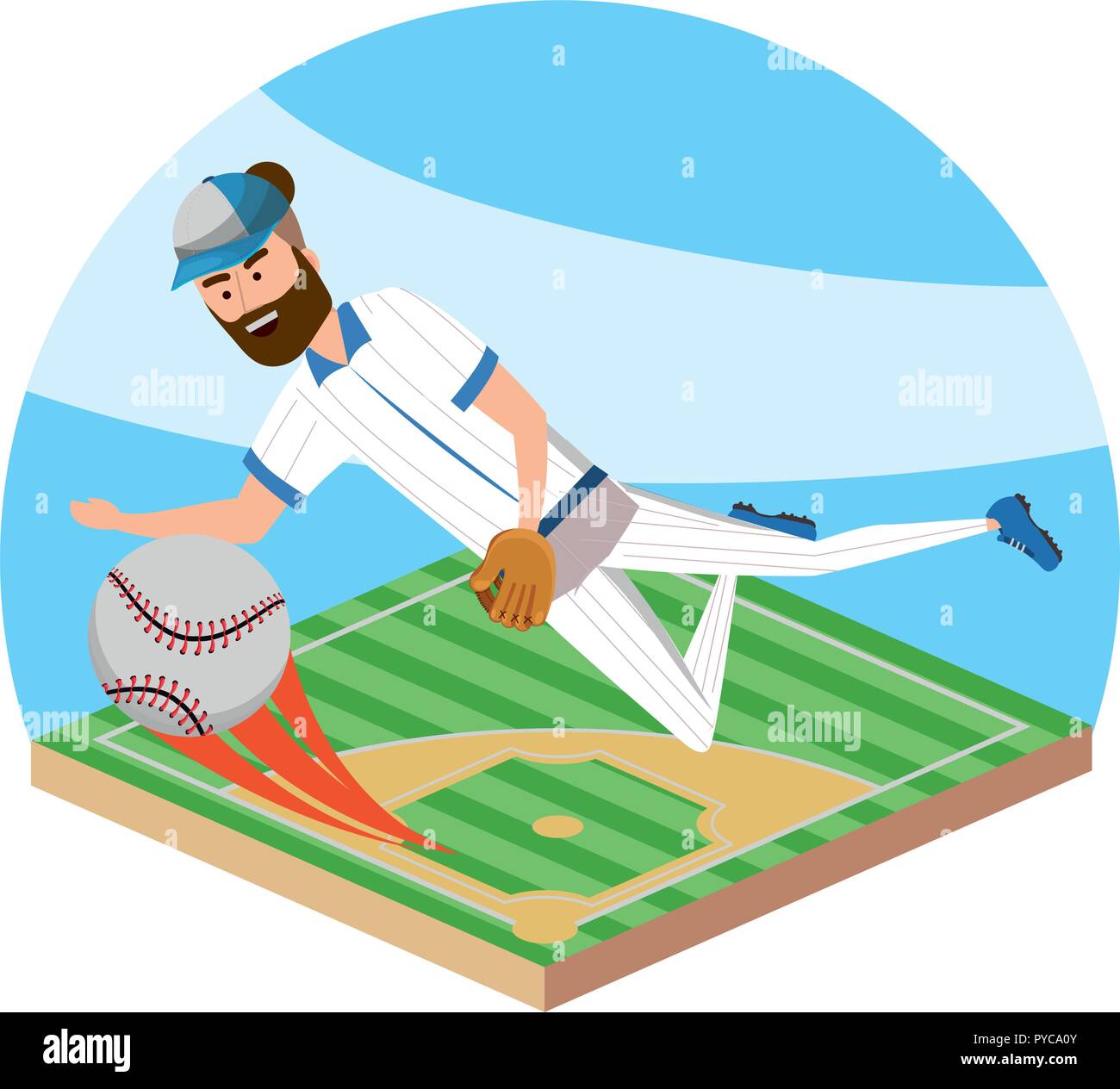 Cartoon illustration baseball player catching hi-res stock photography ...