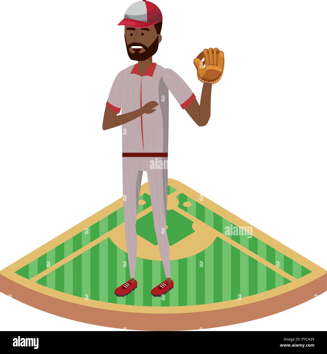 Cartoon illustration baseball player catching hi-res stock photography ...
