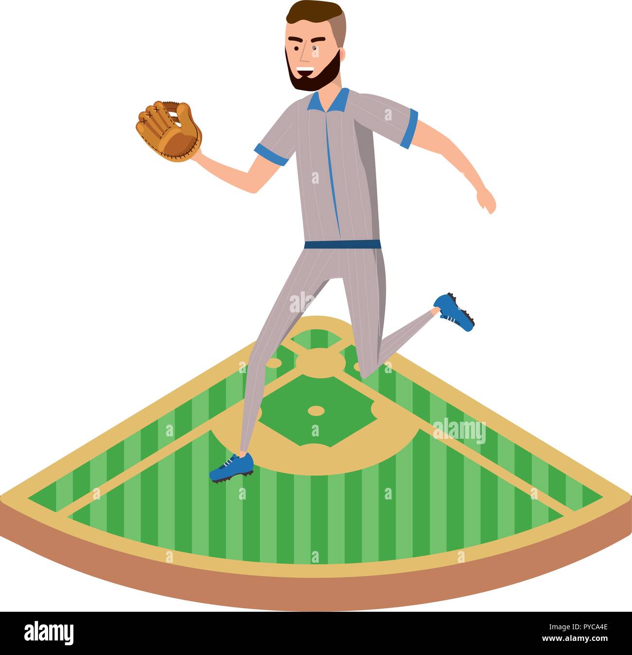 Cartoon illustration baseball player catching hi-res stock photography ...