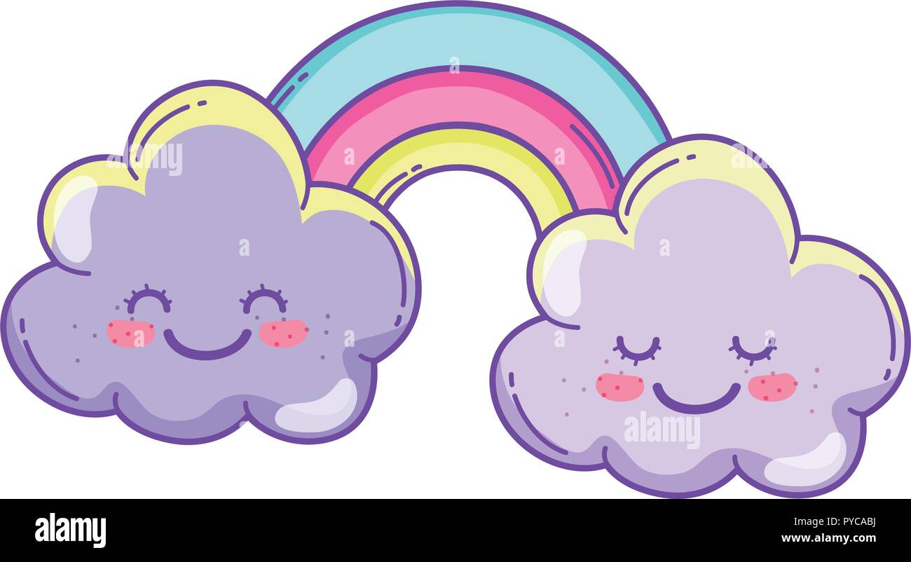 Cloud and rainbow cute cartoon Stock Vector Image & Art - Alamy
