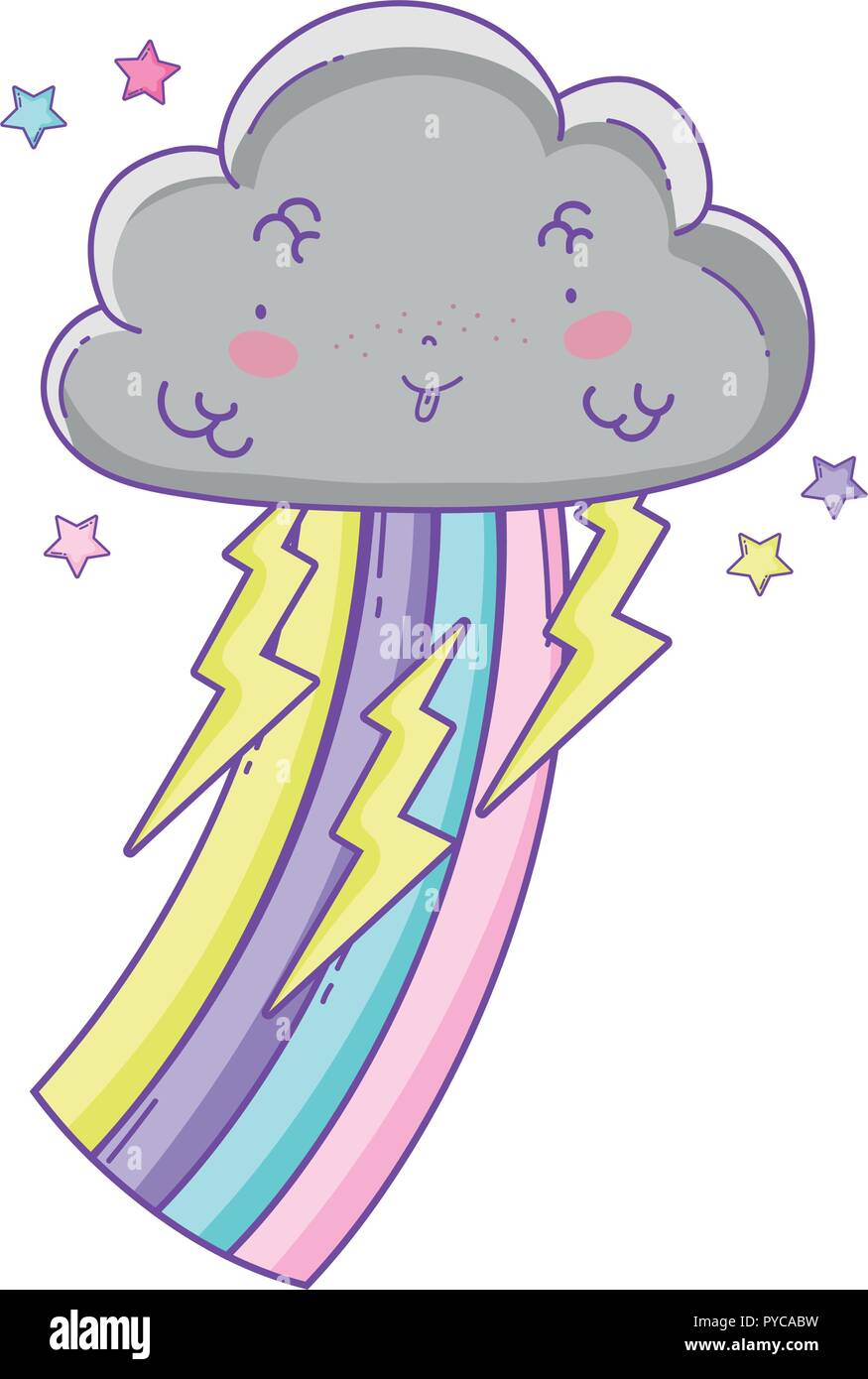 Cloud and rainbow cute cartoon Stock Vector Image & Art - Alamy