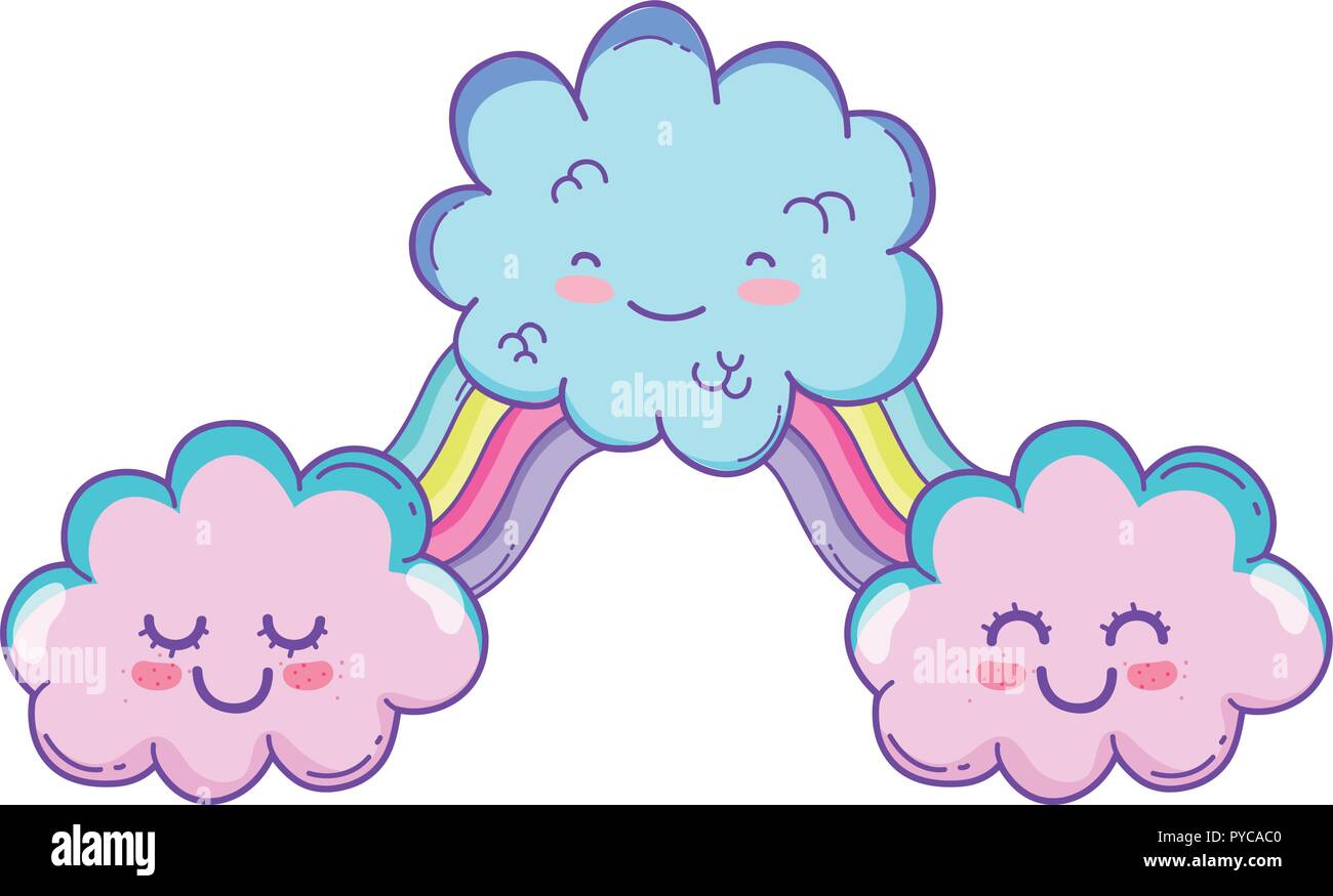 Cloud and rainbow cute cartoon Stock Vector Image & Art - Alamy