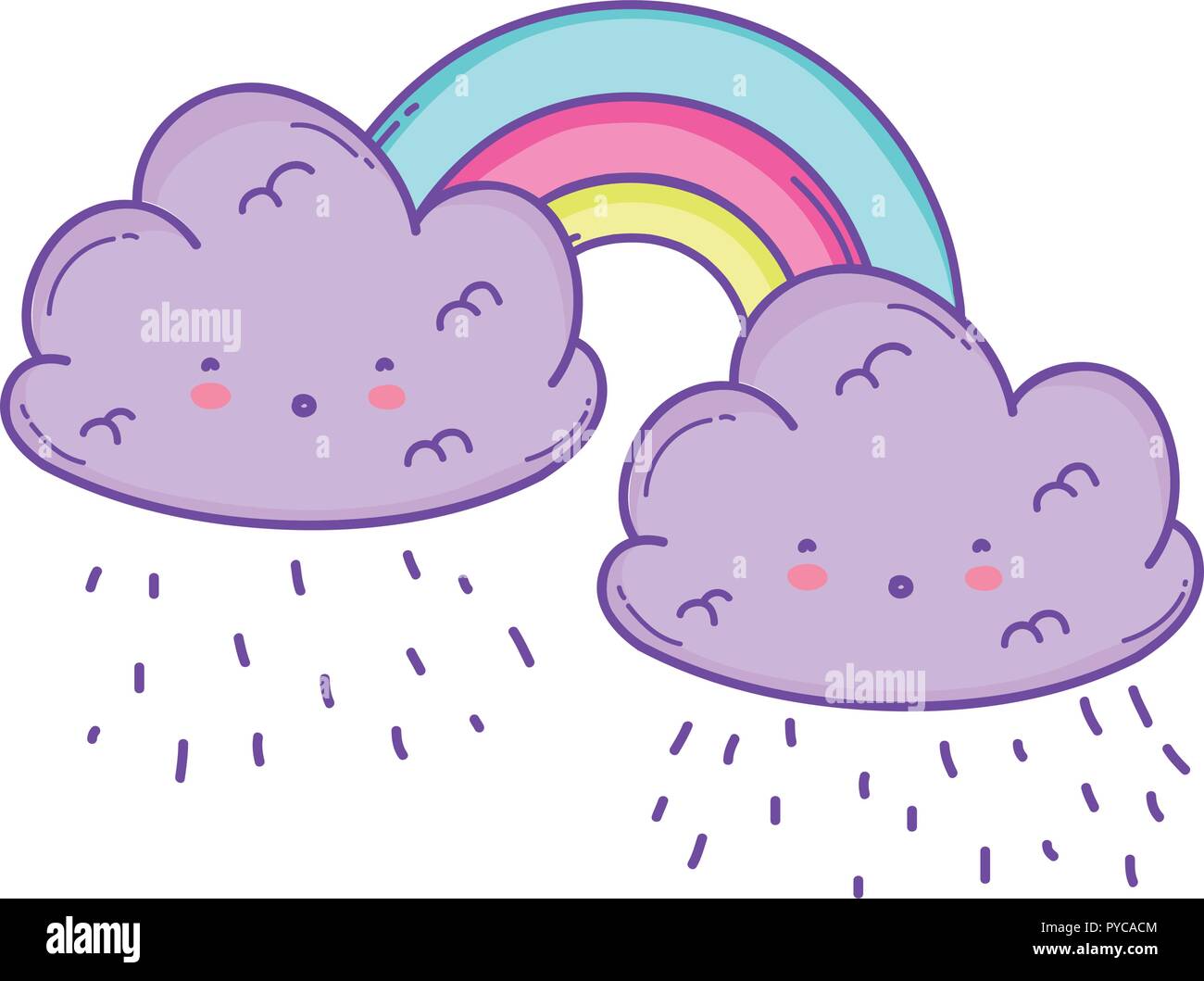 Cloud and rainbow cute cartoon Stock Vector Image & Art - Alamy