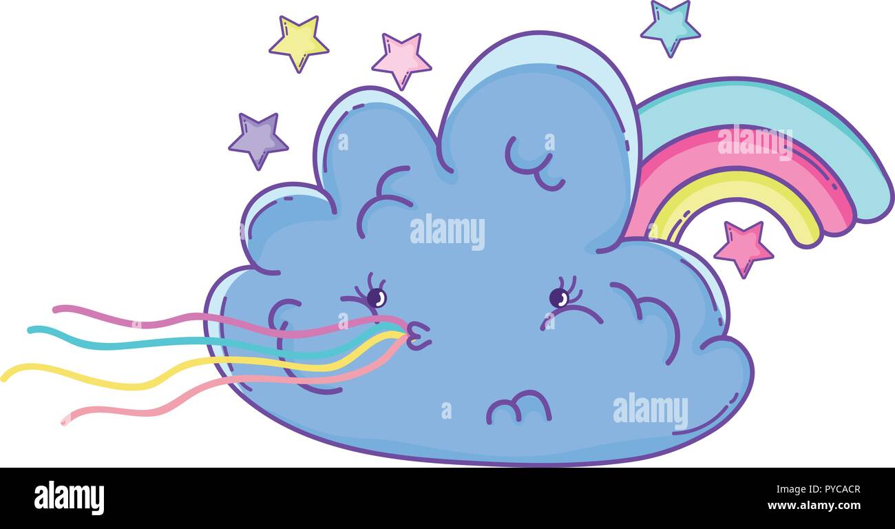 Cloud and rainbow cute cartoon Stock Vector Image & Art - Alamy