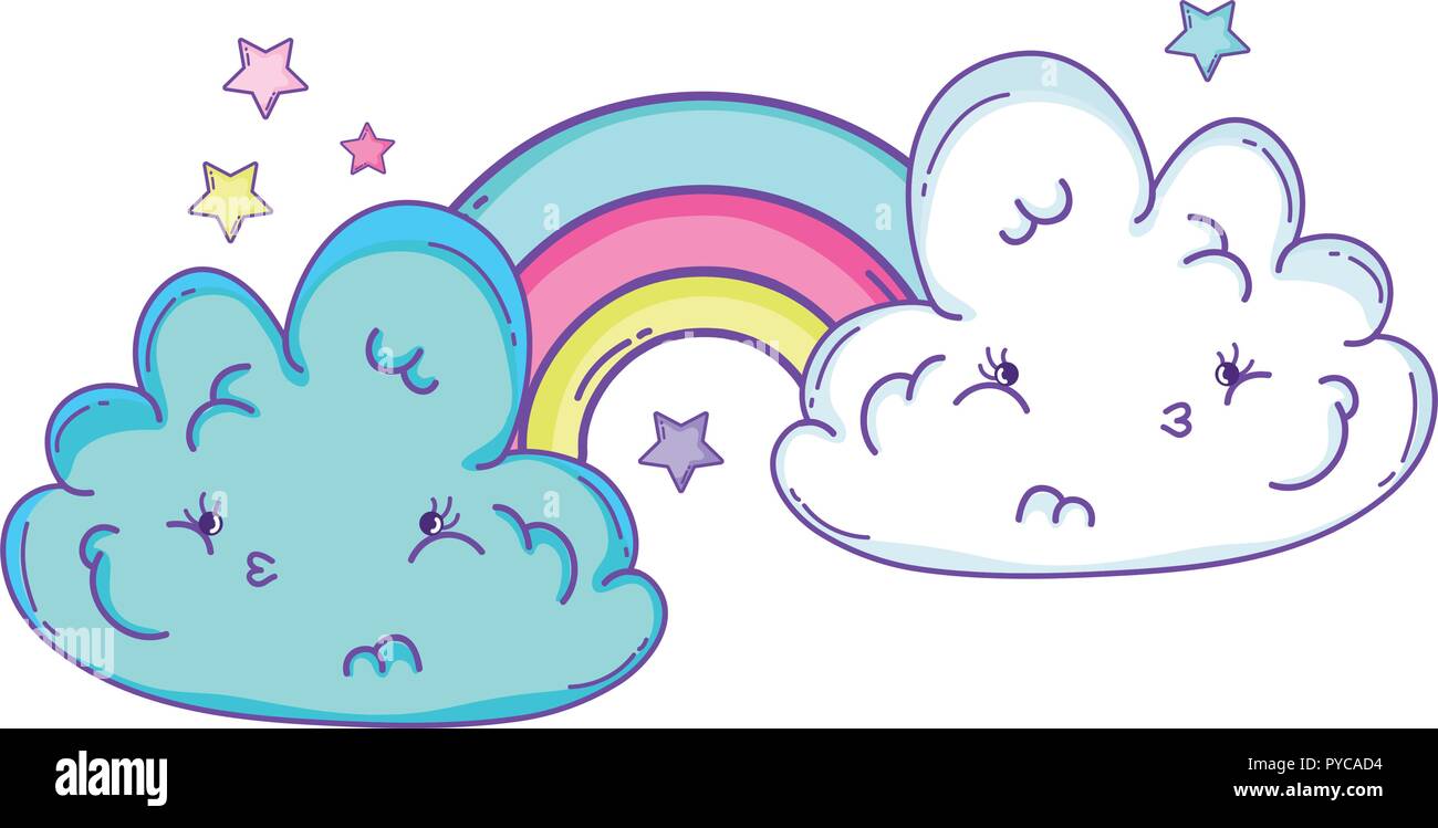 Cloud and rainbow cute cartoon Stock Vector Image & Art - Alamy