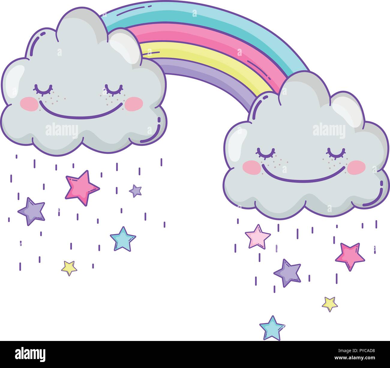 Cloud and rainbow cute cartoon Stock Vector Image & Art - Alamy