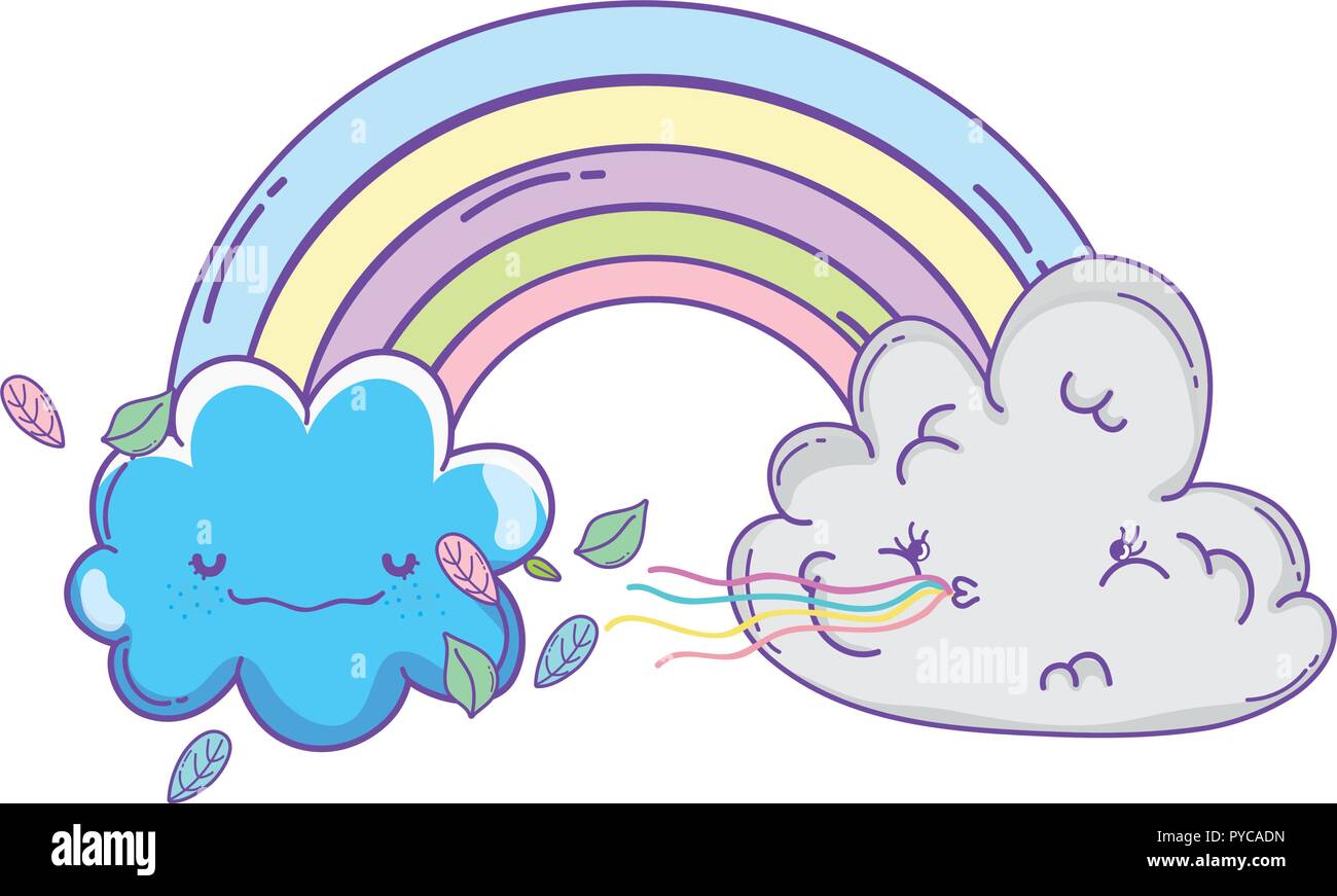 Cloud and rainbow cute cartoon Stock Vector Image & Art - Alamy