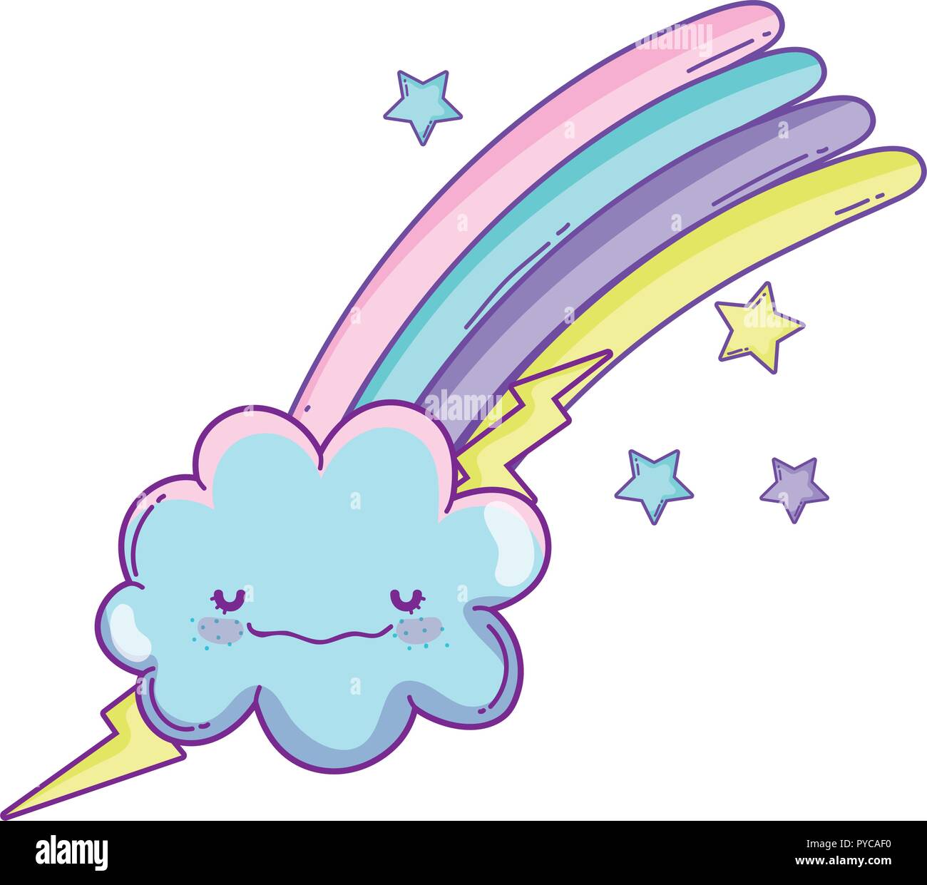 Cloud and rainbow cute cartoon Stock Vector Image & Art - Alamy