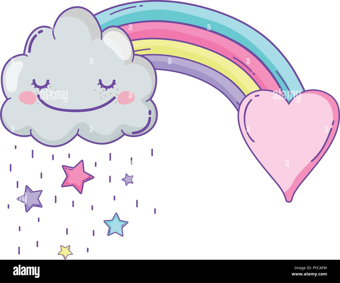 Cloud and rainbow cute cartoon Stock Vector Image & Art - Alamy