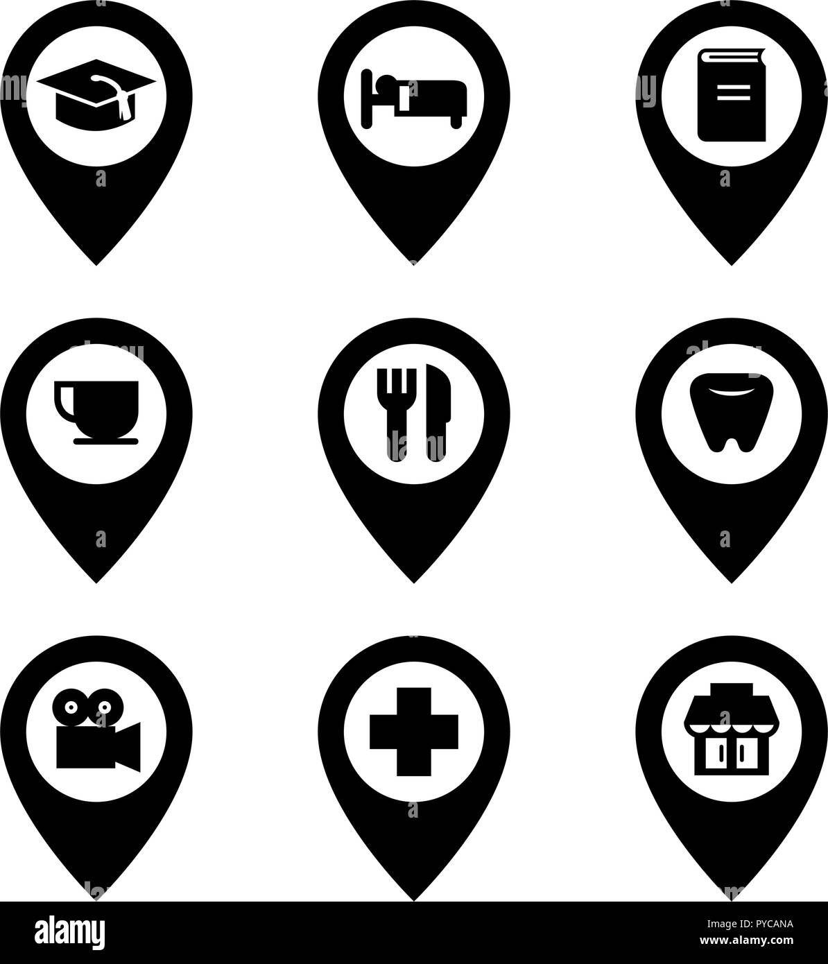 Map Pins City Places Stock Vector Image & Art - Alamy