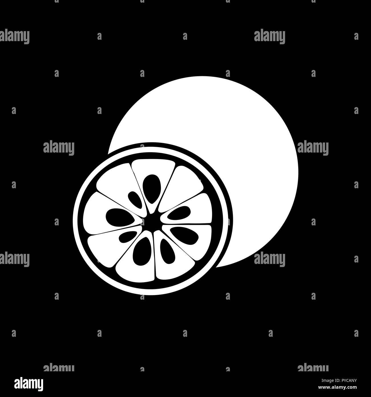yuzu Citrus fruit icon. White silhouette flat style. For cosmetics ...