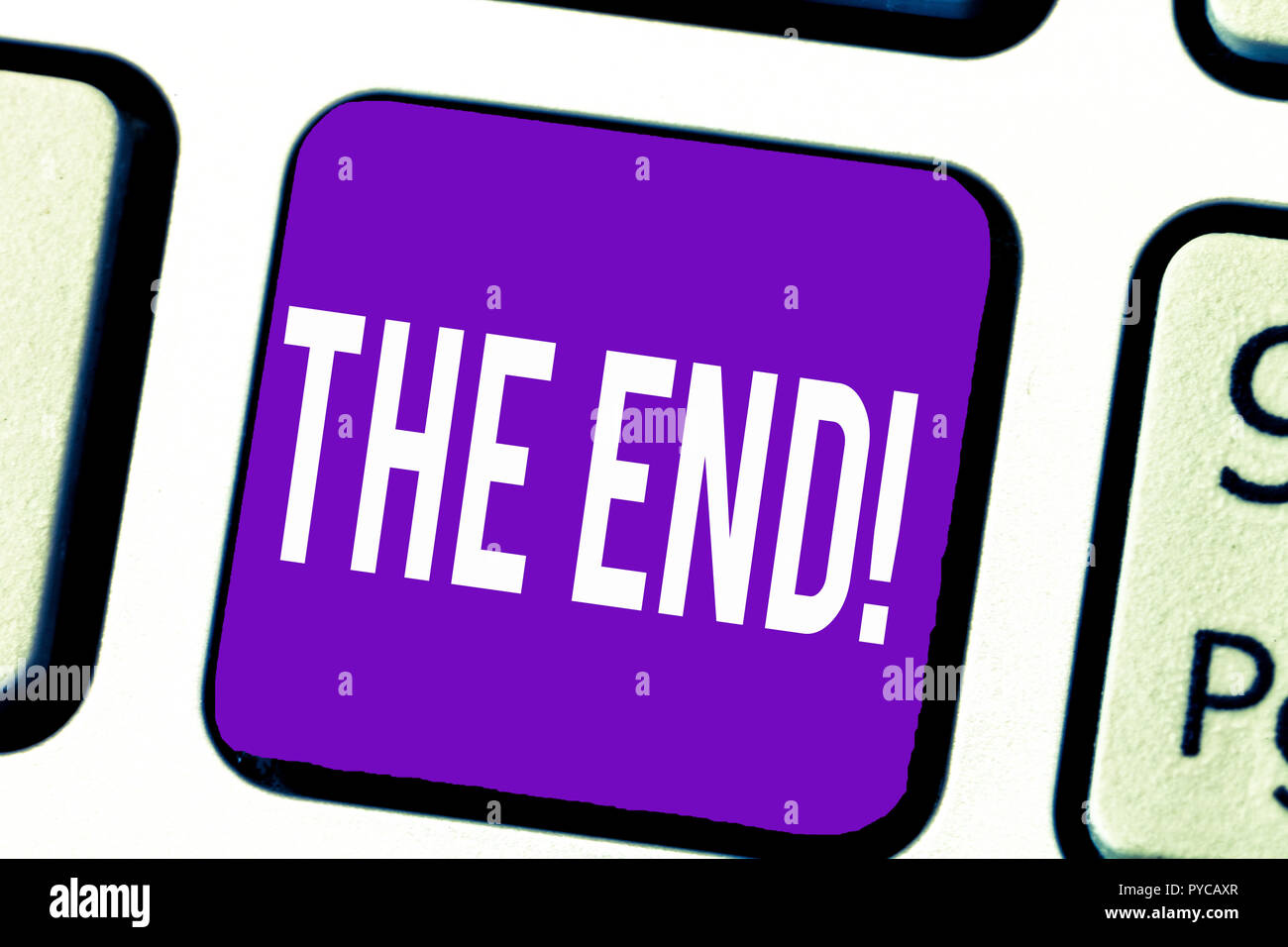 Writing note showing The End. Business photo showcasing Final part of ...