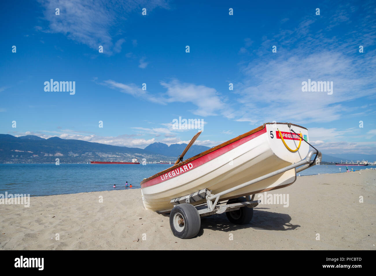 A lifeguard rowboat on Locarno Beach, Vancouver Stock Photo - Alamy