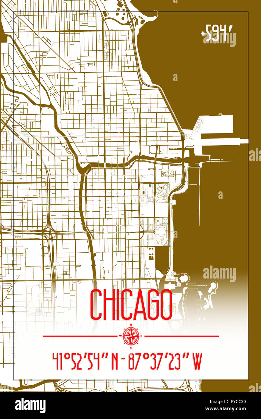 Downtown chicago topography hi-res stock photography and images - Alamy