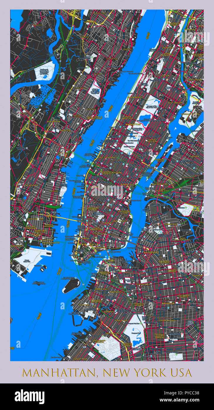Manhattan Map Vector High Resolution Stock Photography and Images - Alamy