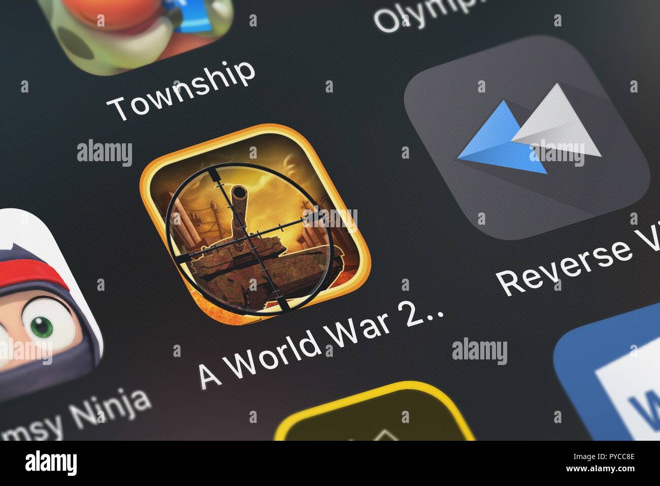 London, United Kingdom - October 26, 2018: Close-up shot of the A World ...