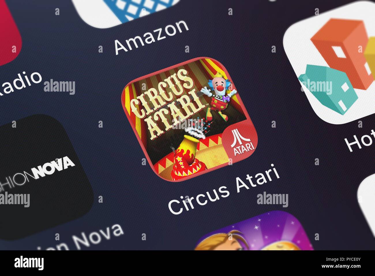 London, United Kingdom - October 26, 2018: Screenshot of Atari's mobile ...