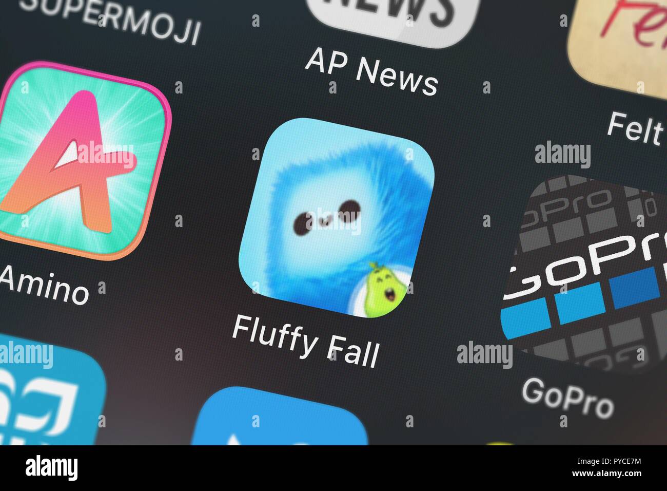 London, United Kingdom - October 26, 2018: The Fluffy Fall mobile app ...