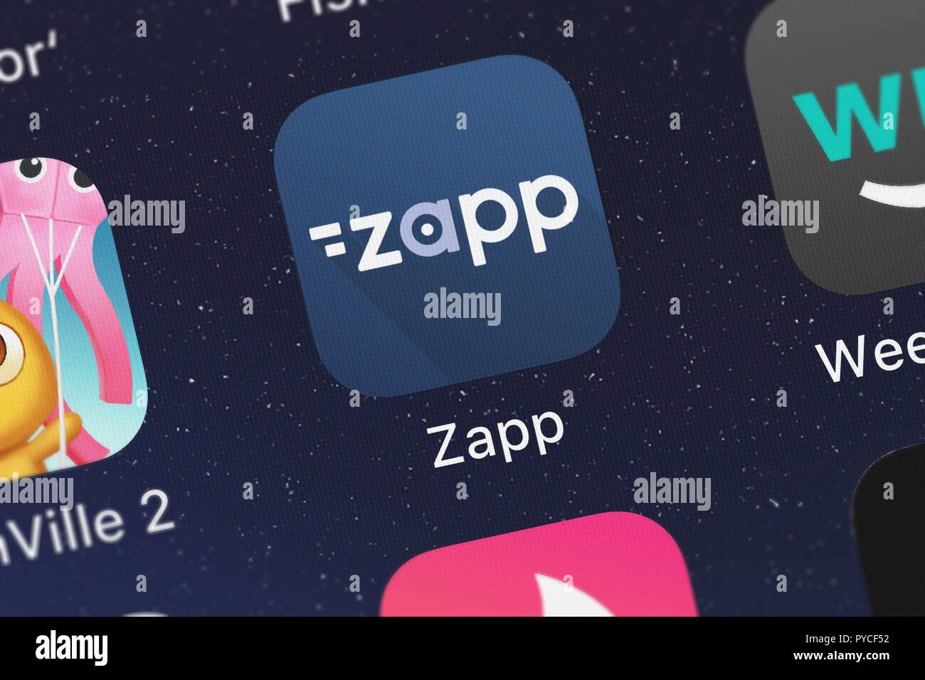 London, United Kingdom - October 26, 2018: Icon of the mobile app Zapp ...