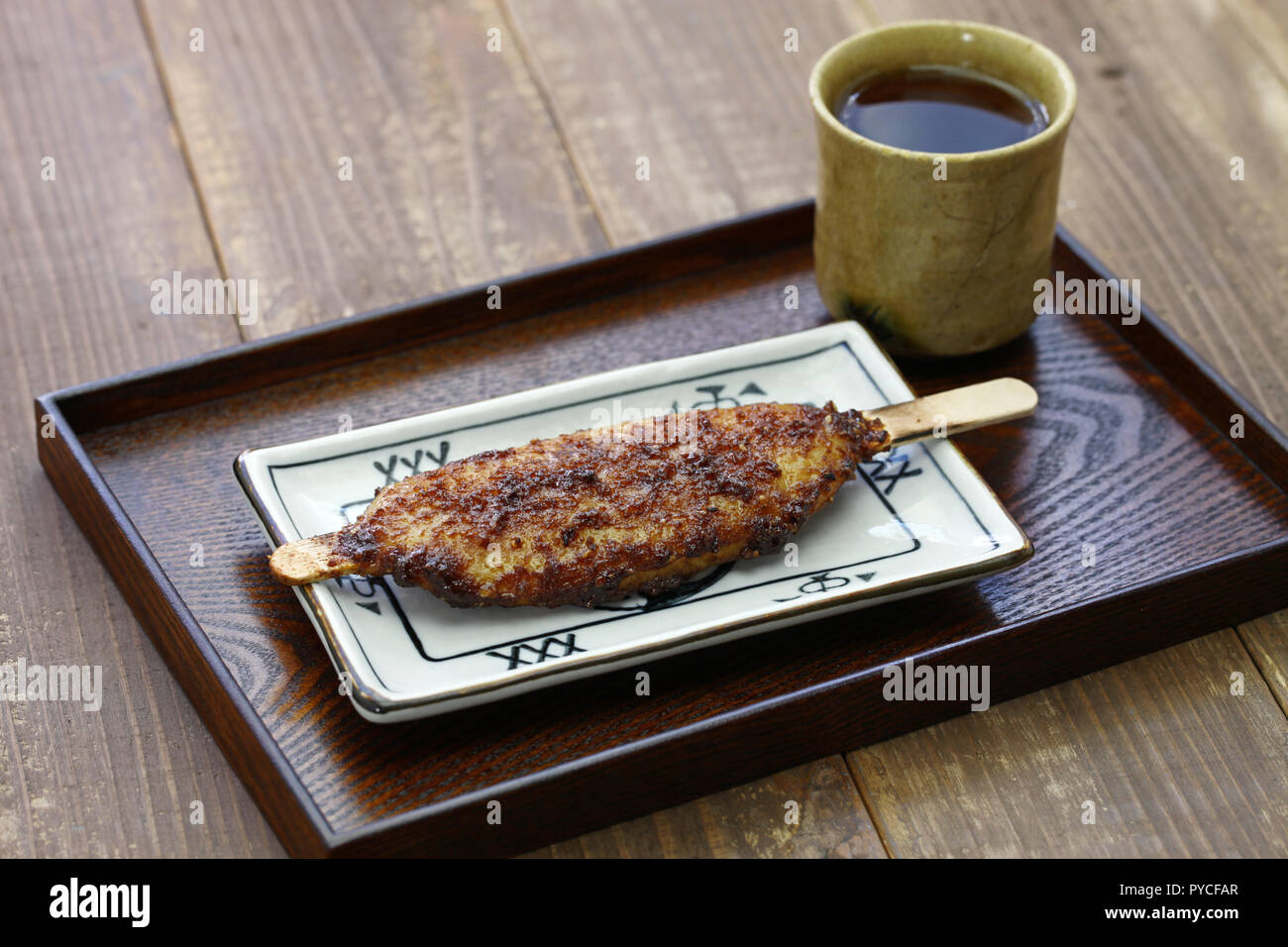 gohei mochi, rice snack with sweet miso sauce, japanese local food ...