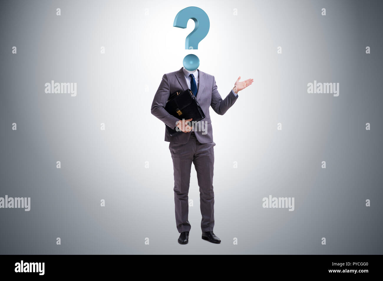 Businessman with question mark instead of his head Stock Photo - Alamy