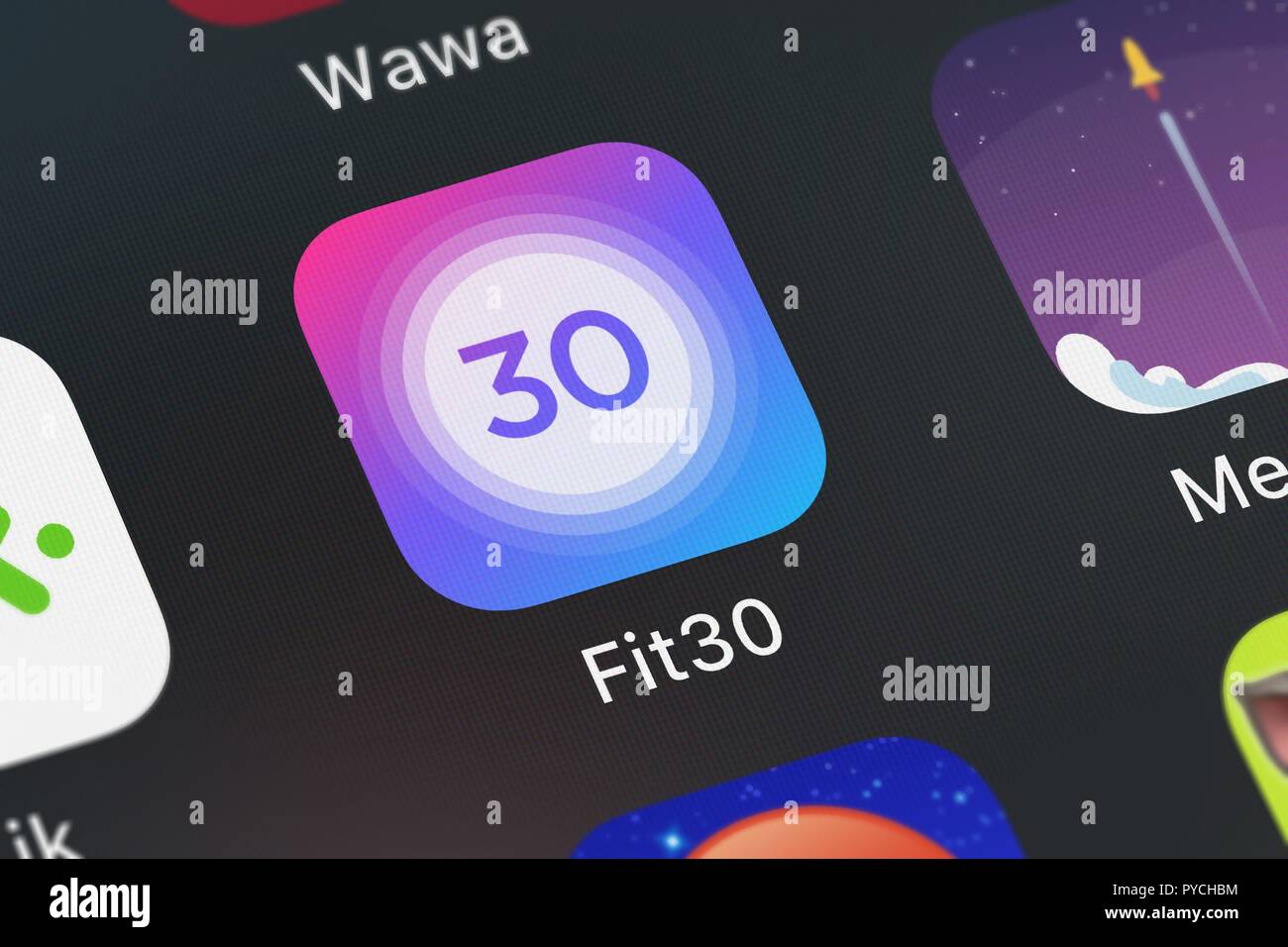 London, United Kingdom - October 26, 2018: Screenshot of the Fit30 ...