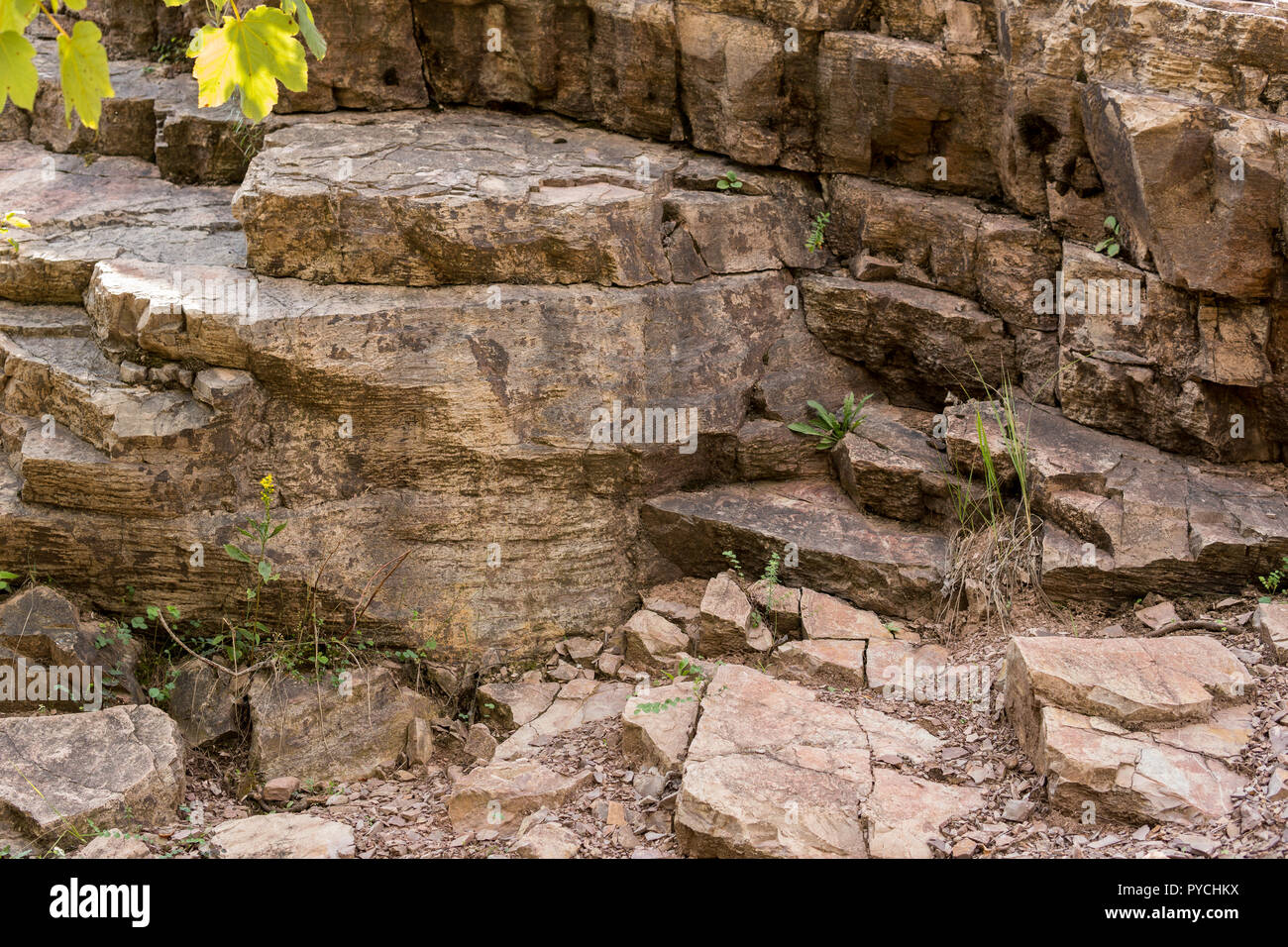 detail of geological structures inside of zachelmie quarry in holly ...