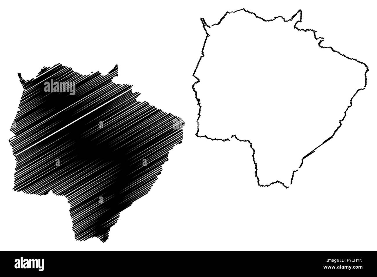 Mato Grosso do Sul (Region of Brazil, Federated state, Federative Republic of Brazil) map vector ...