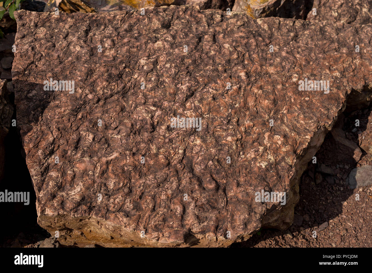 detail of geological structures of imprints of water drops inside of ...