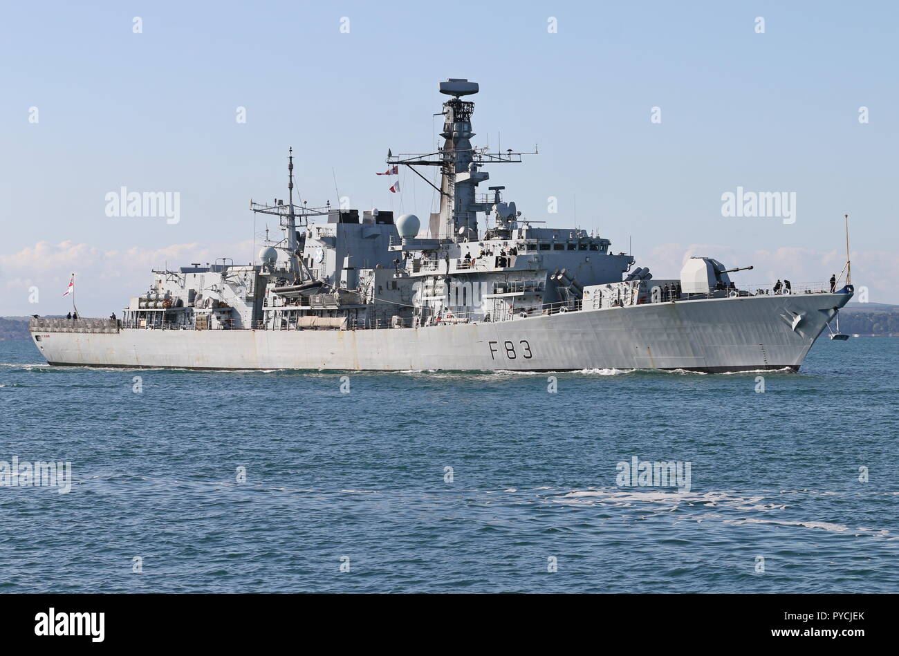 The Royal Navy Type 23 frigate HMS St Albans arrives in Portsmouth, UK ...