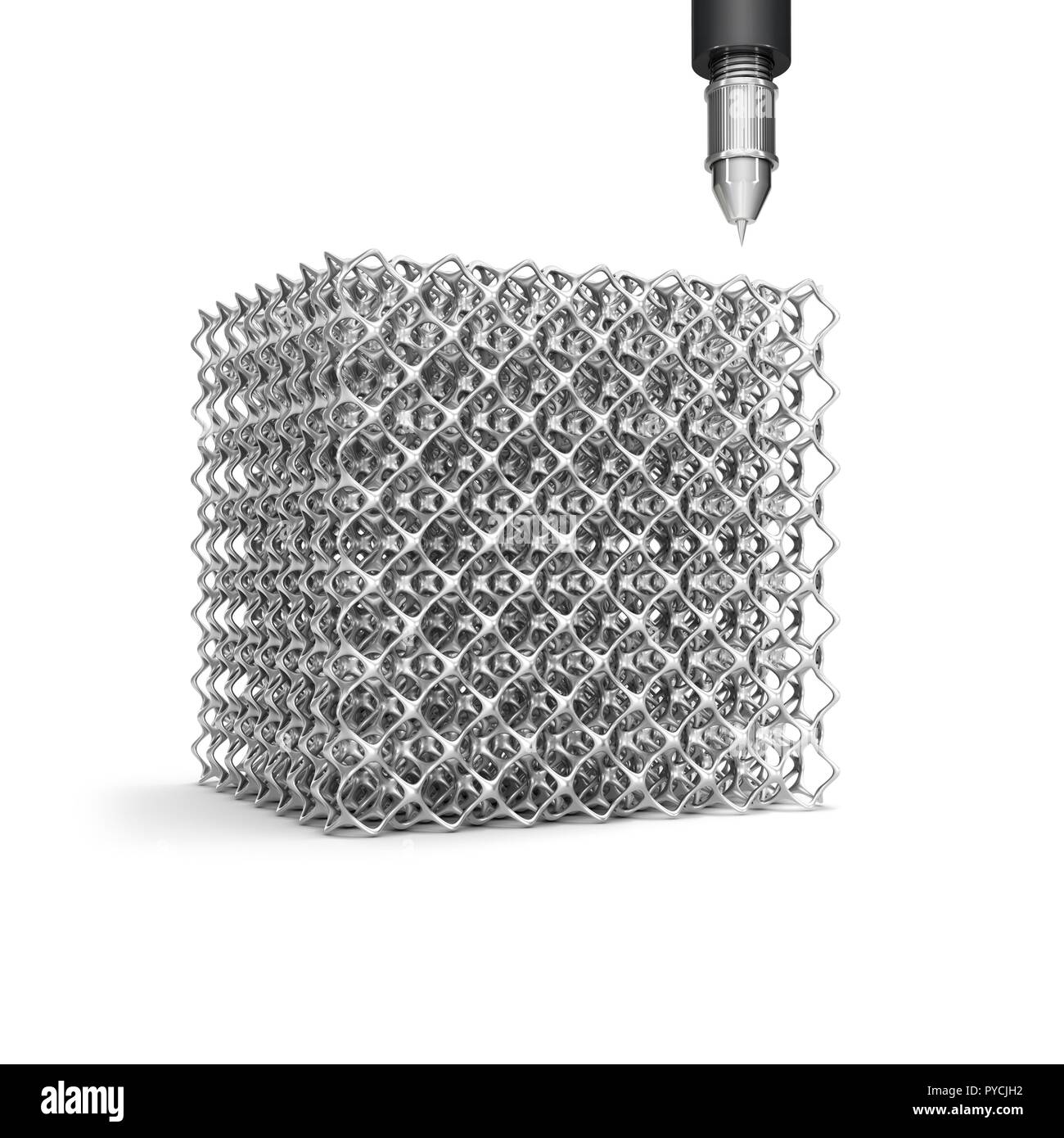 3D printer making steel cube, illustration Stock Photo - Alamy