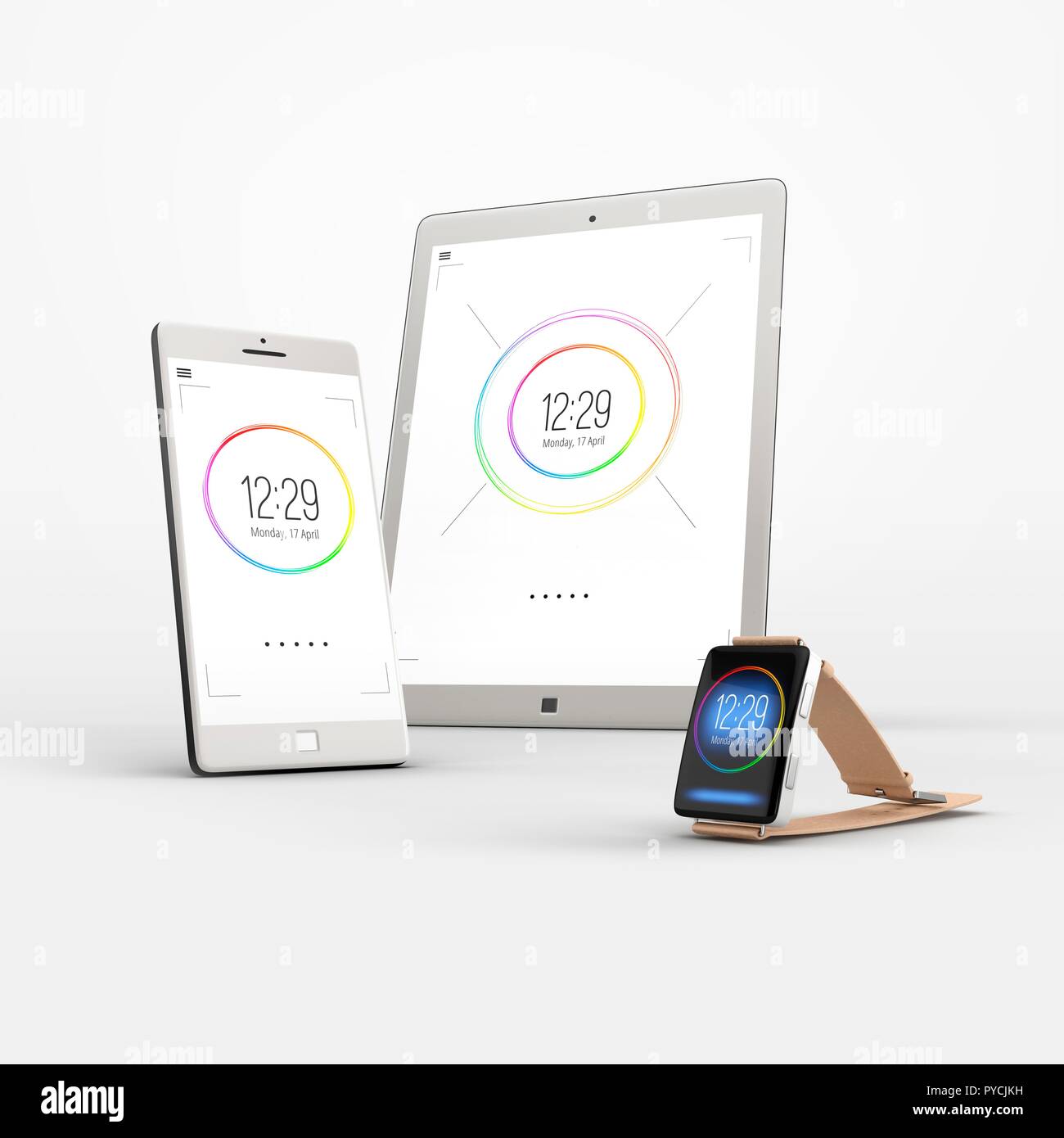Smartphone, tablet and smartwatch, illustration Stock Photo - Alamy